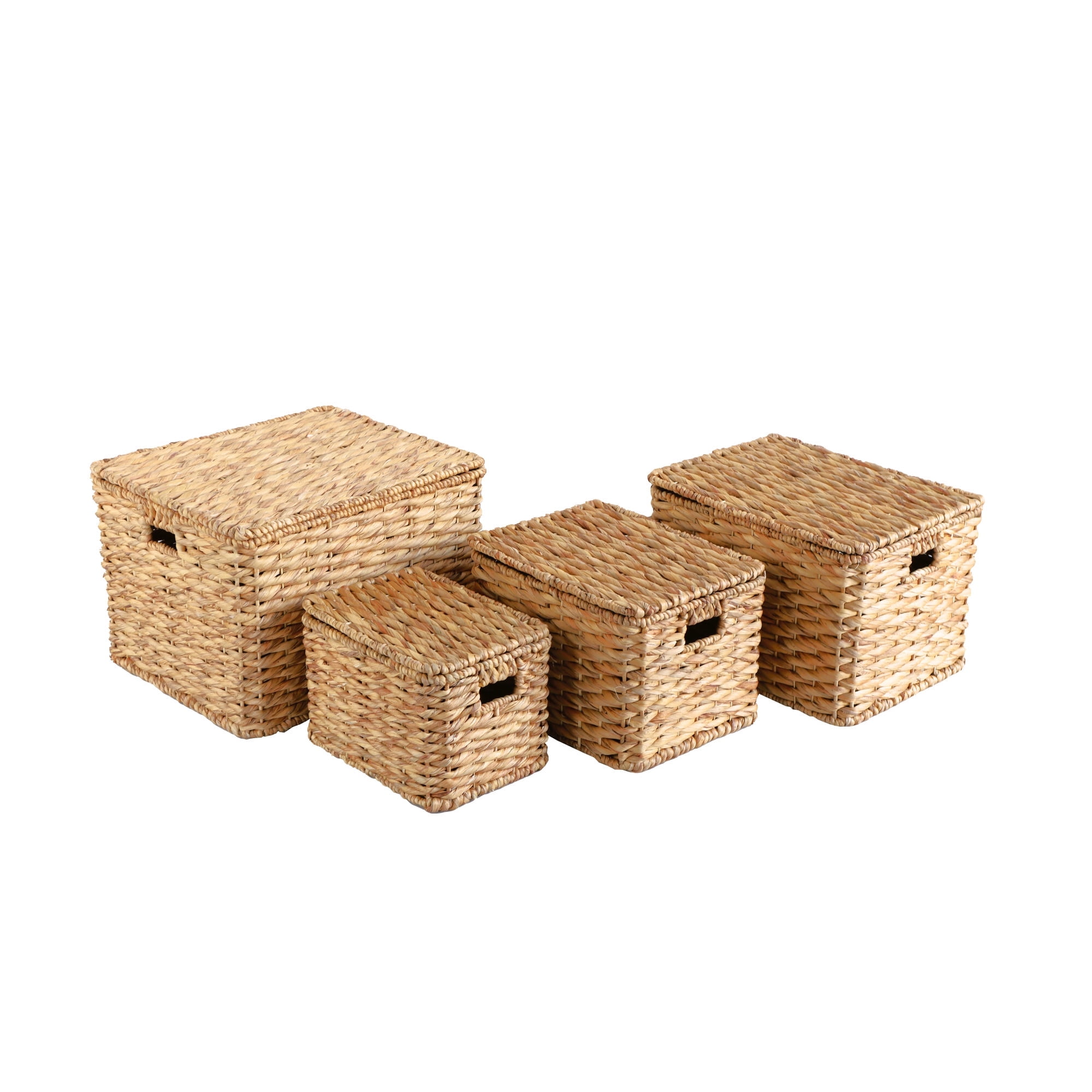 Eden Grace Set of 4 Hand-Woven Wicker Storage Trunks with Twisted Weave ...