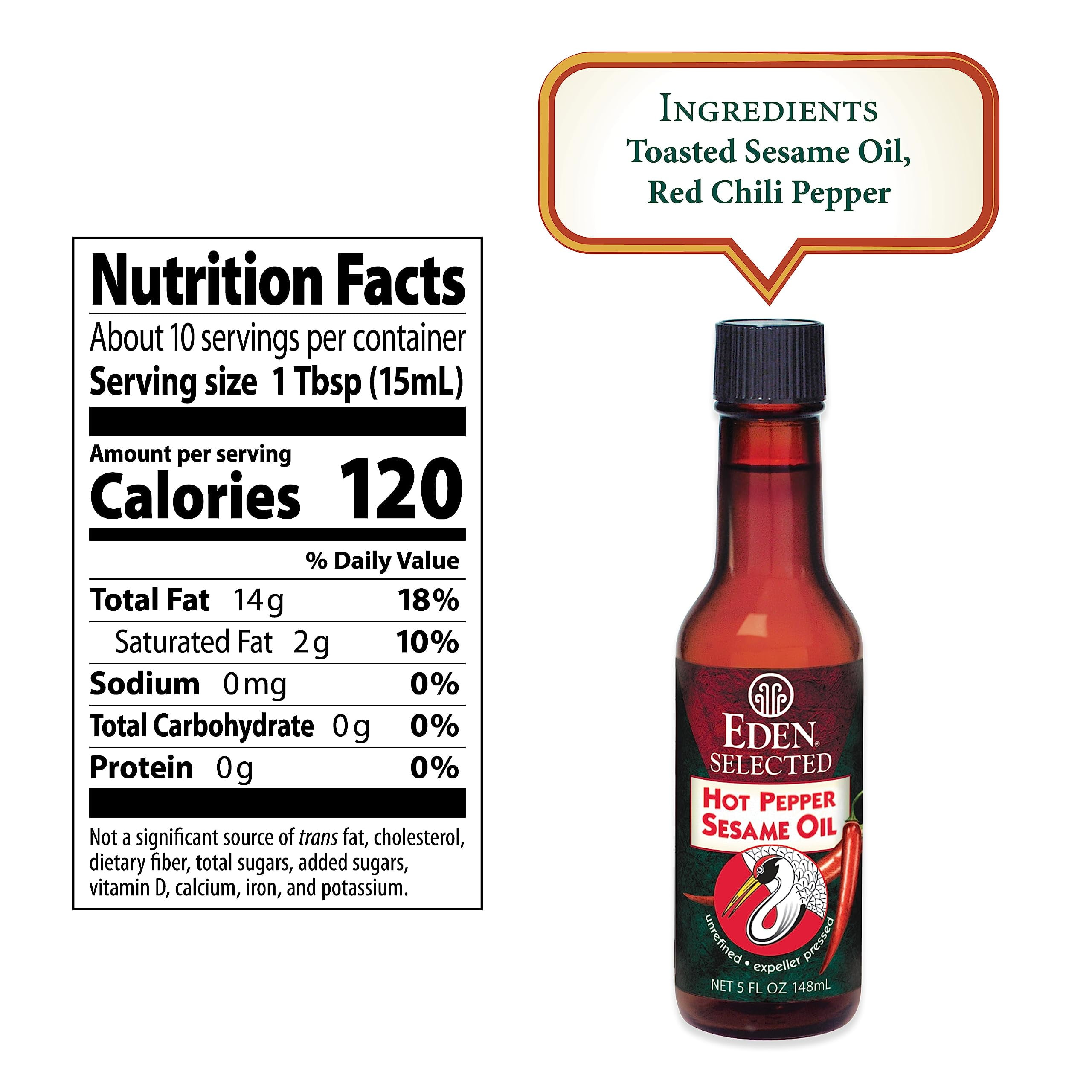 Eden Hot Pepper SCH4 Toasted Sesame Chili Oil, Unrefined Expeller ...
