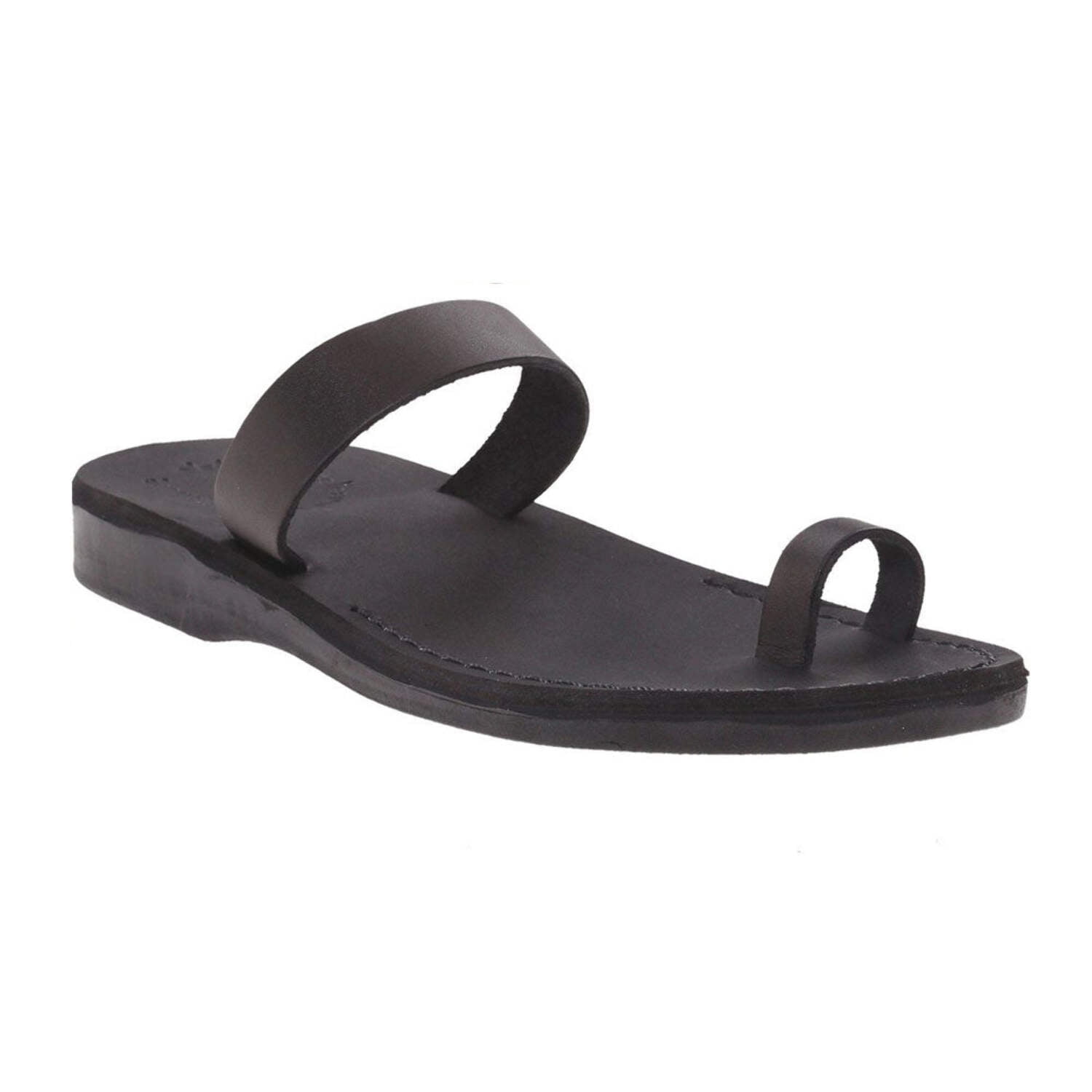 Eden - Leather Toe Ring Minimalist Sandal | Black - Walmart Business ...