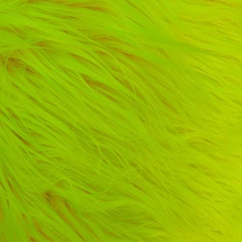 Eden NEON Yellow Green Shaggy Long Pile Soft Faux Fur Fabric for ...