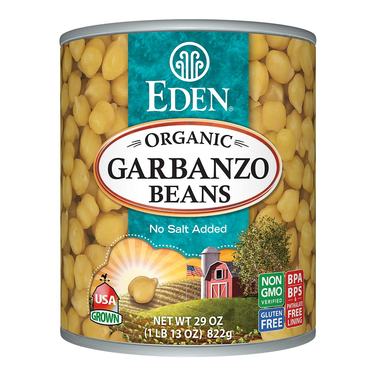 Eden Organic Garbanzo Beans, 29 oz KKS1 Can, No Salt, Non-GMO, Gluten ...