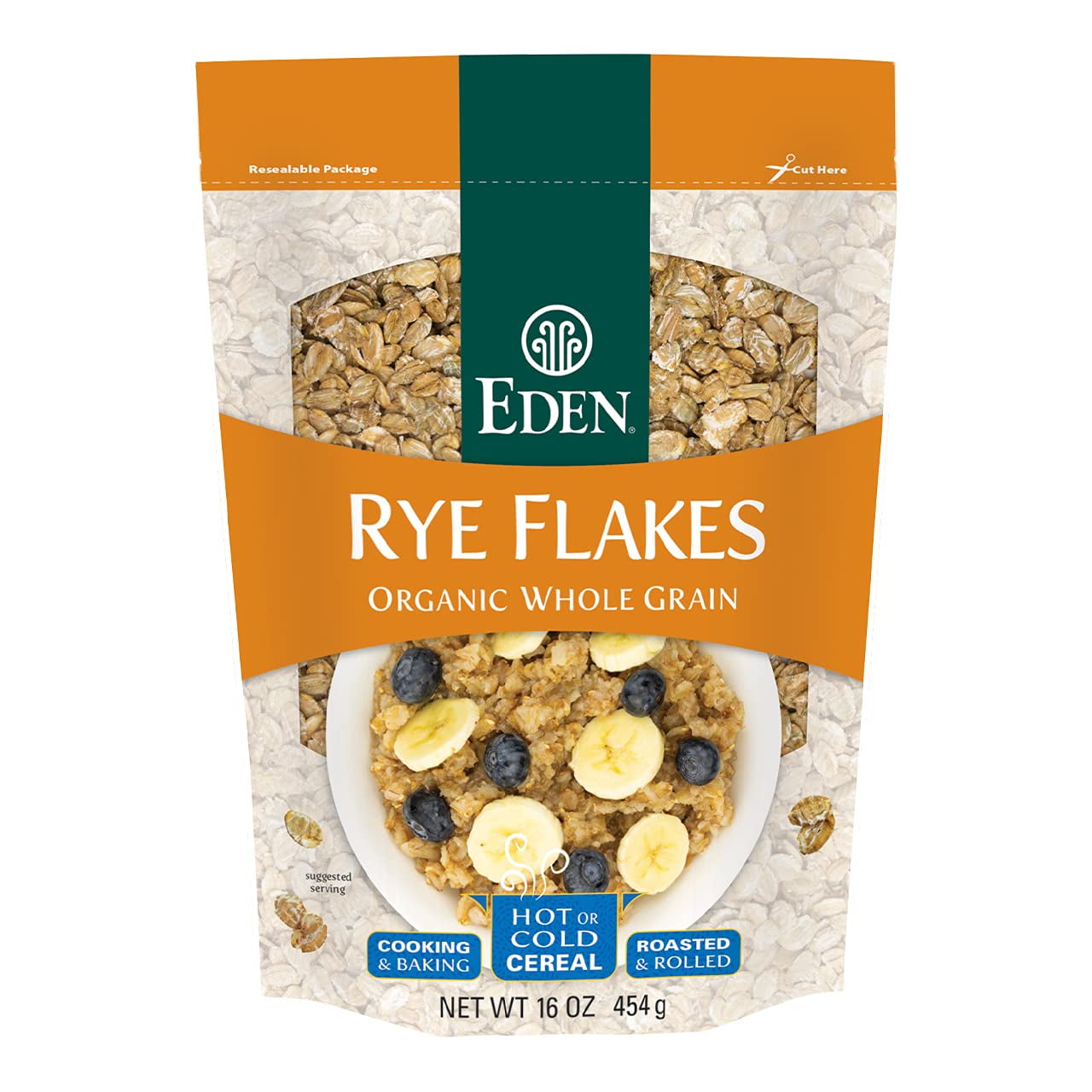Eden Organic Rye Flakes, DHF10 16 oz, Toasted and Rolled, 100% Whole ...