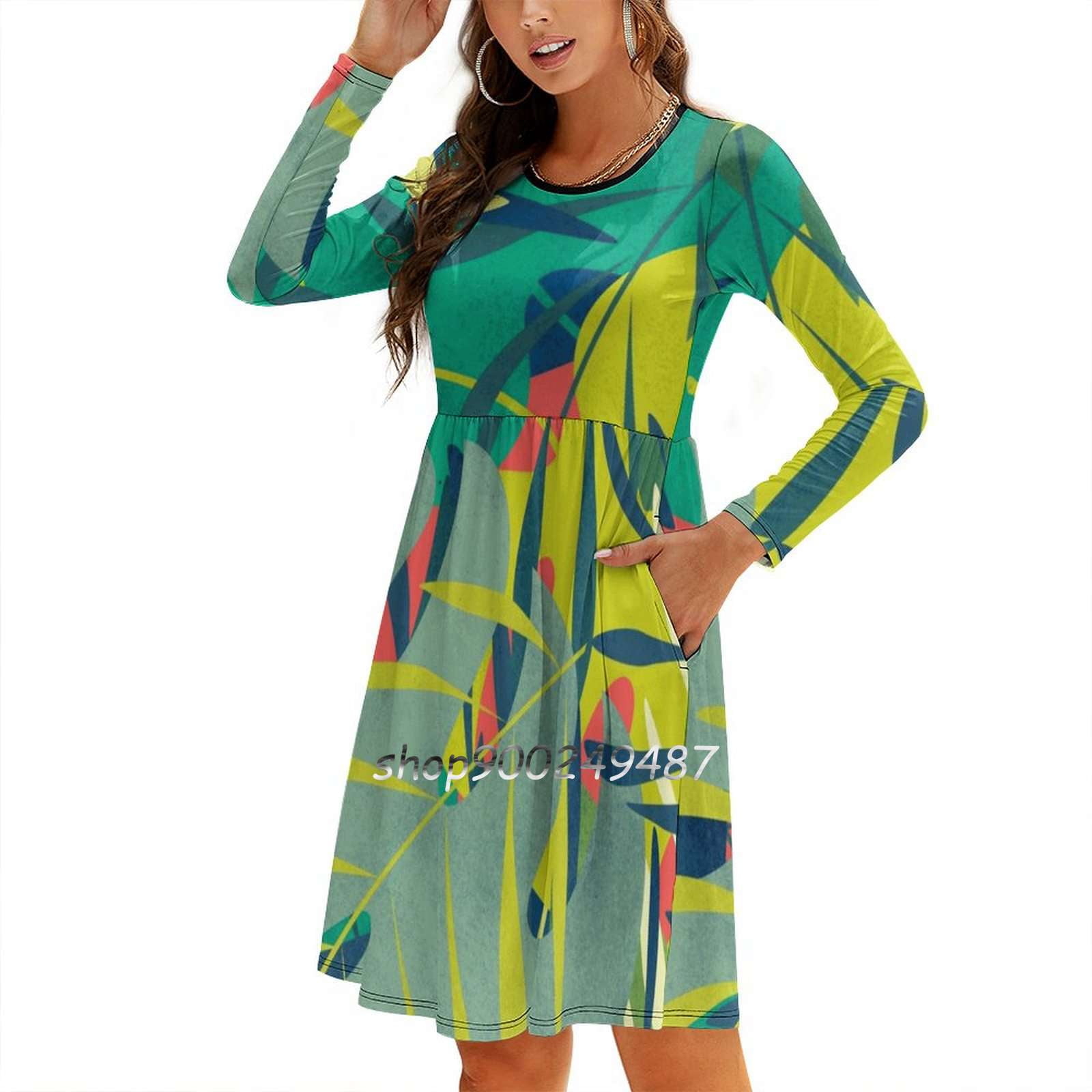 Eden Sweet Elegant Dress Women Korean Kawaii Square Collar Dress Eden Garden Tropical Jungle ...