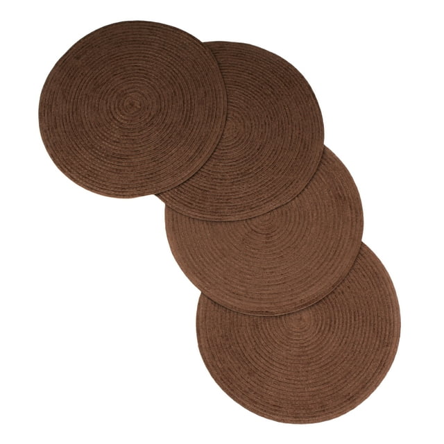Eden Woven Braided Velvet Table Placemats 15 Inches Round Set of 4 Non ...
