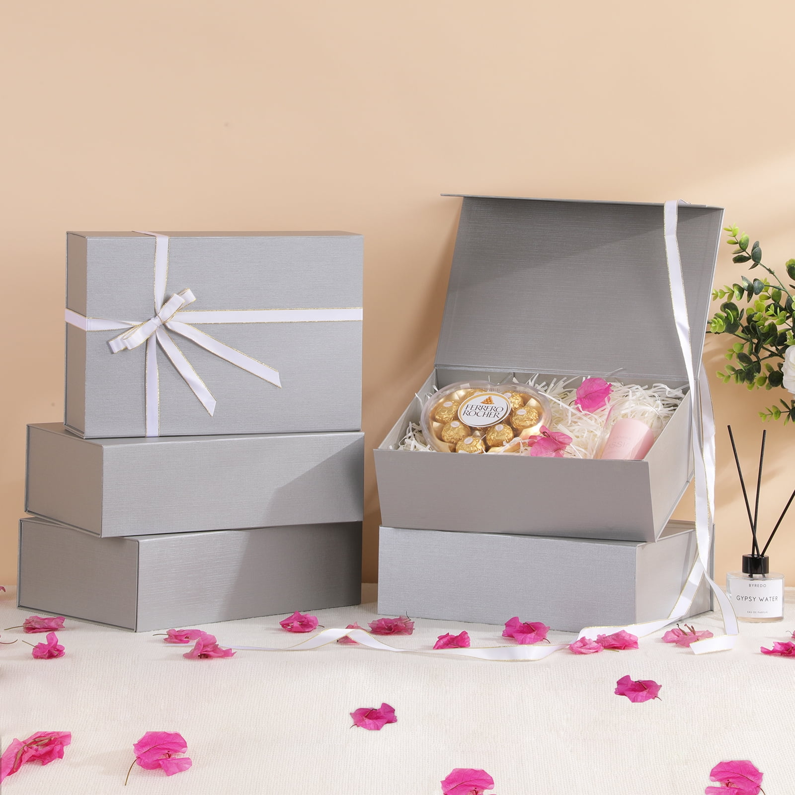 Edergoo 5-Pack Large Gift Boxes with Ribbon & Magnetic Closure Lid ...