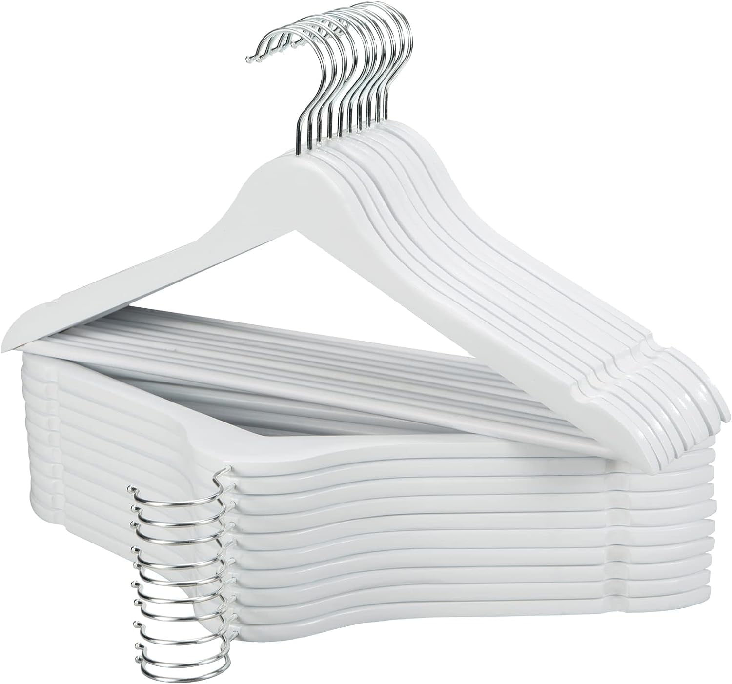 Edergoo White Wooden Hangers 20 Pack, Solid Wood Clothes and Skirt ...