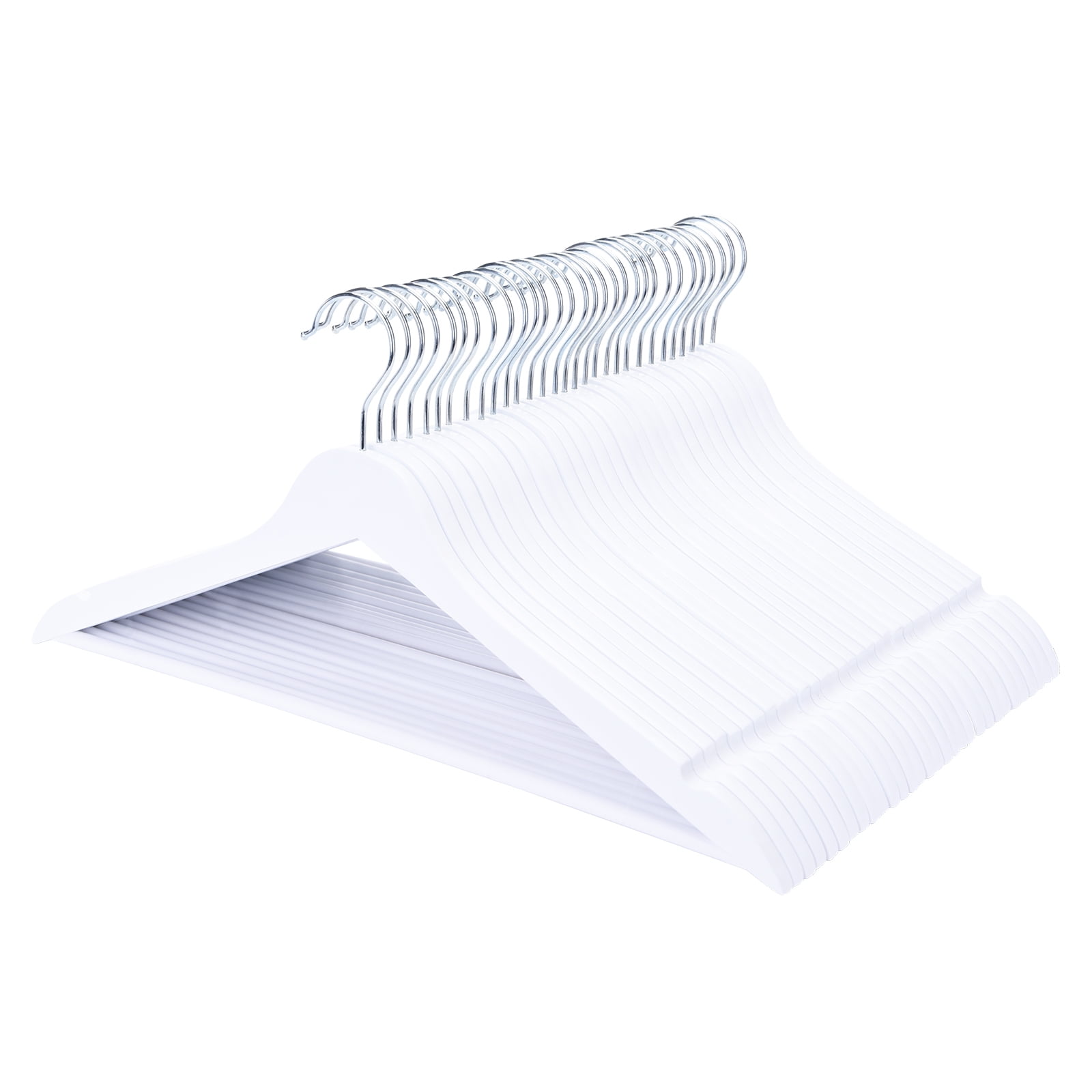 Edergoo White Wooden Hangers 30 Pack, Natural Solid Wood Hangers with ...