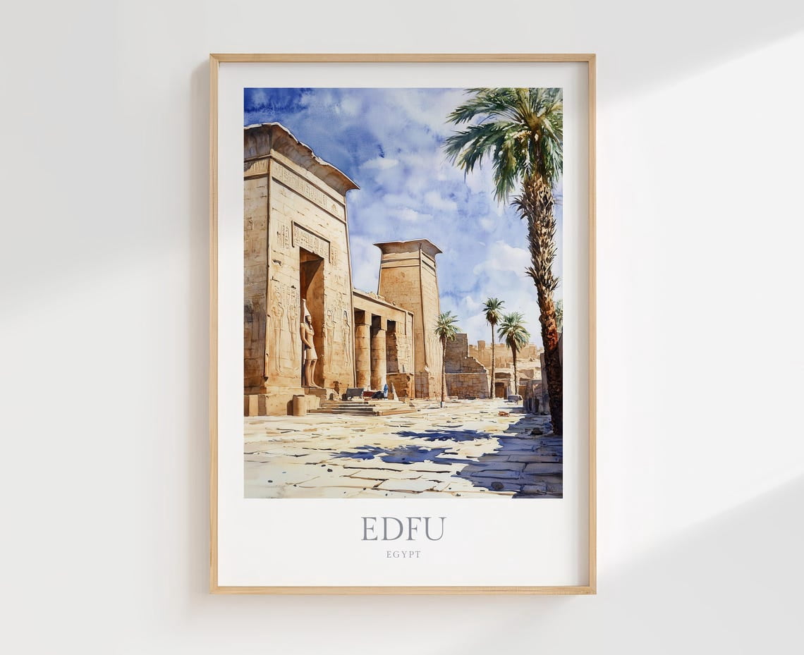 Edfu Poster Egypt Travel Art Poster, Stretched Size 12x18 - Walmart.com
