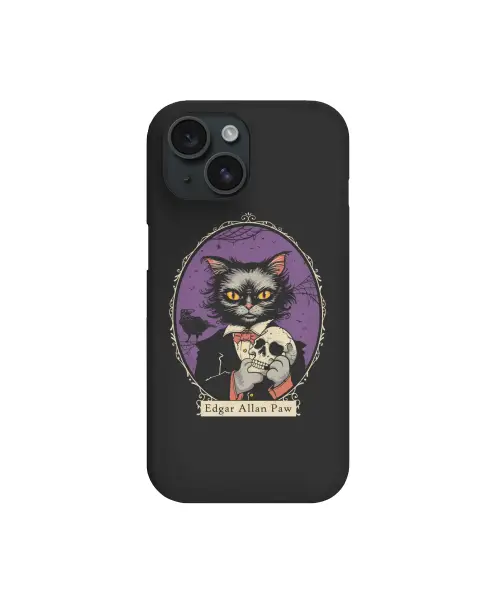 Edgar Allan Paw Funny Cat Poe Parody Phone Case for iPhone 16 15 14 13 ...