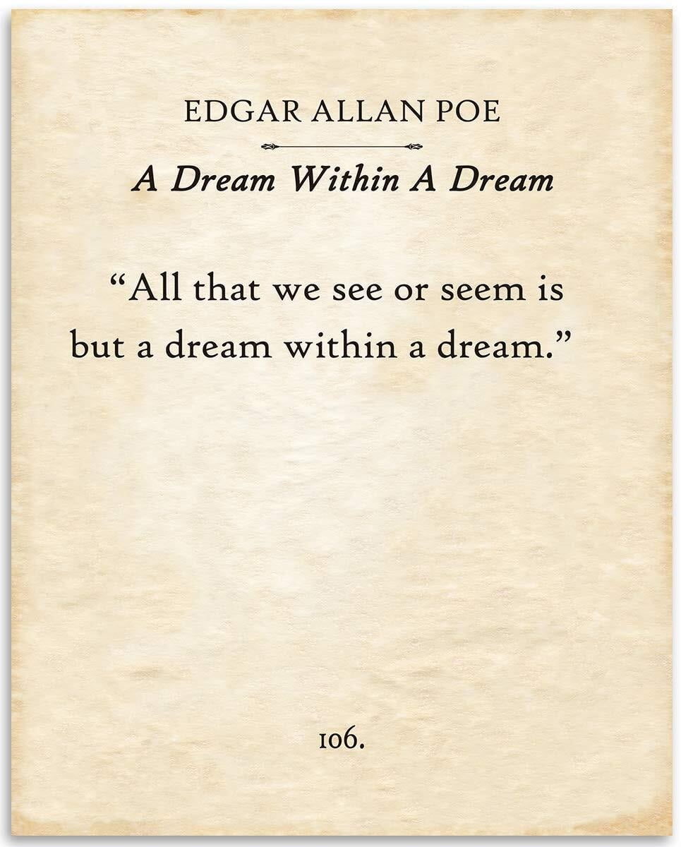Edgar Allan Poe - A Dream Within a Dream - Inspirational Wall Art ...
