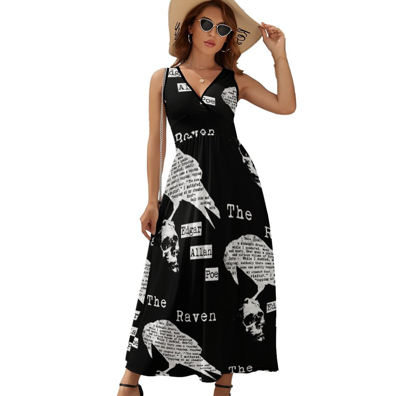 Edgar Allan Poe The Raven Poem Dress Fashion Boho Beach Long Dresses ...