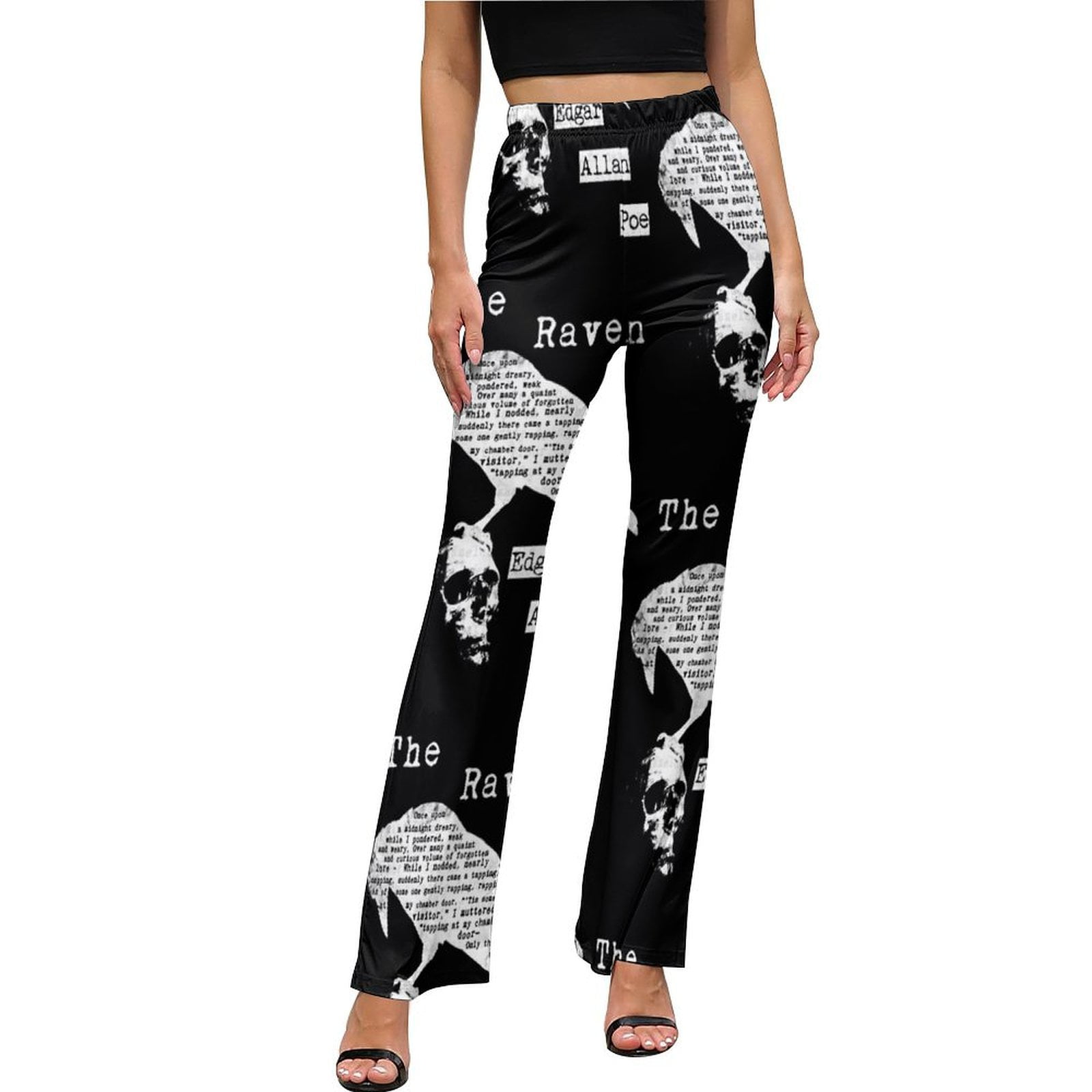 Edgar Allan Poe The Raven Poem High Waisted Casual Flared Trousers ...