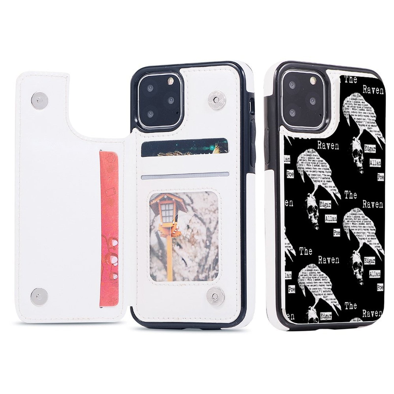 Edgar Allan Poe The Raven Poem Leather Wallet Case for iPhone 16 15 14 ...