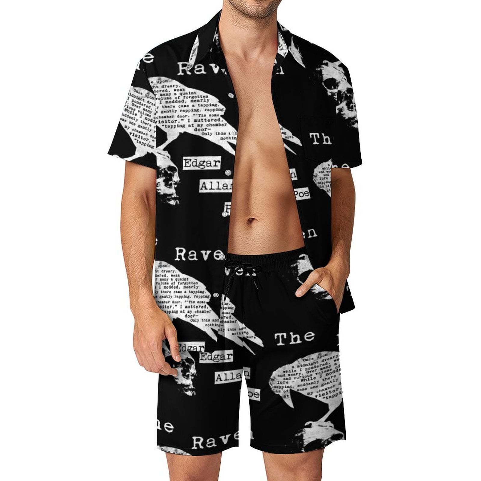 Edgar Allan Poe The Raven Poem Mens 2 Piece Casual Outfits Short Sleeve ...