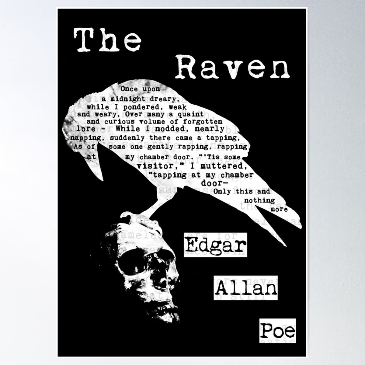 Edgar Allan Poe The Raven Poem Poster Wall Art, Modern Wall Decor For ...