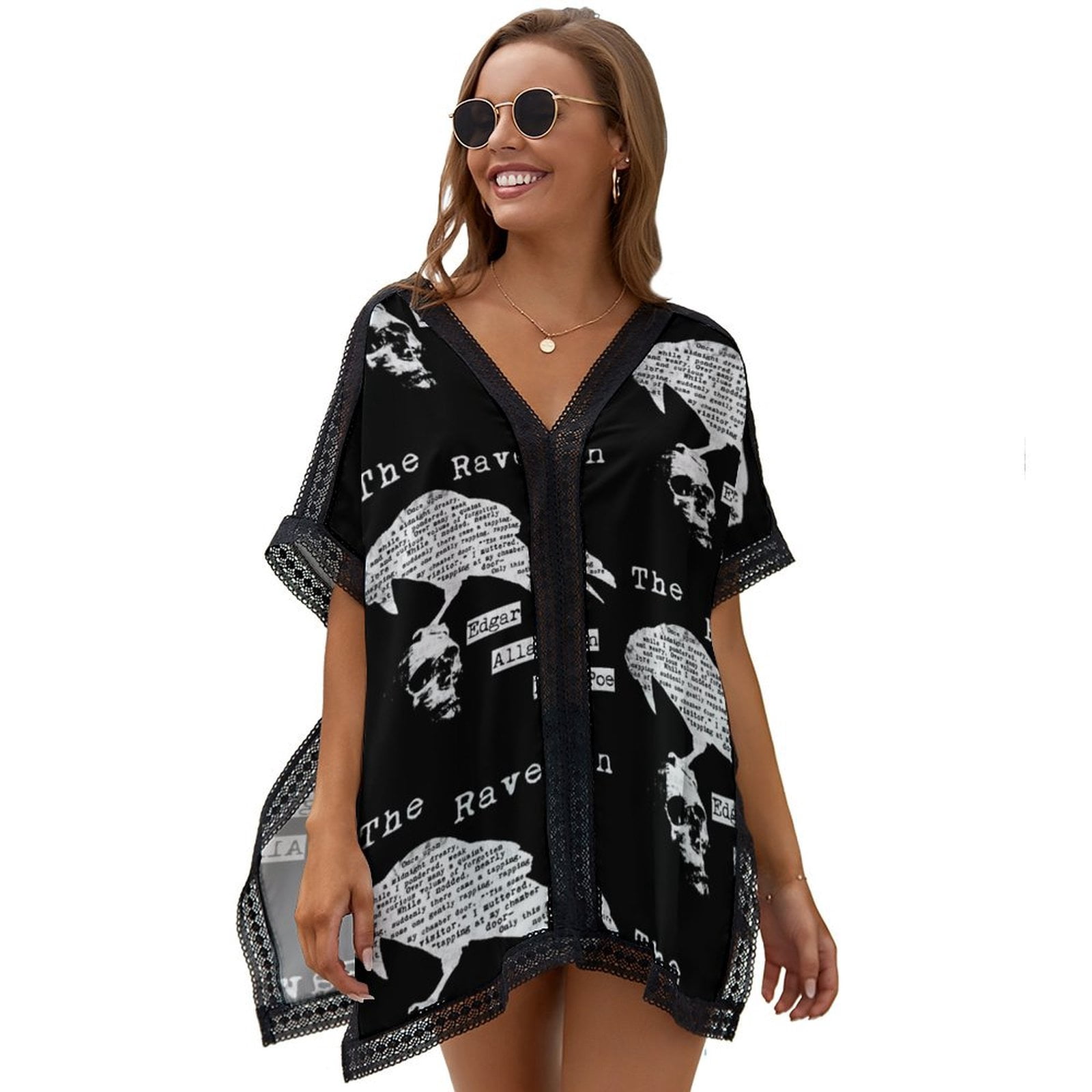 Edgar Allan Poe The Raven Poem Printed Women's Swimsuit Cover Up Summer ...