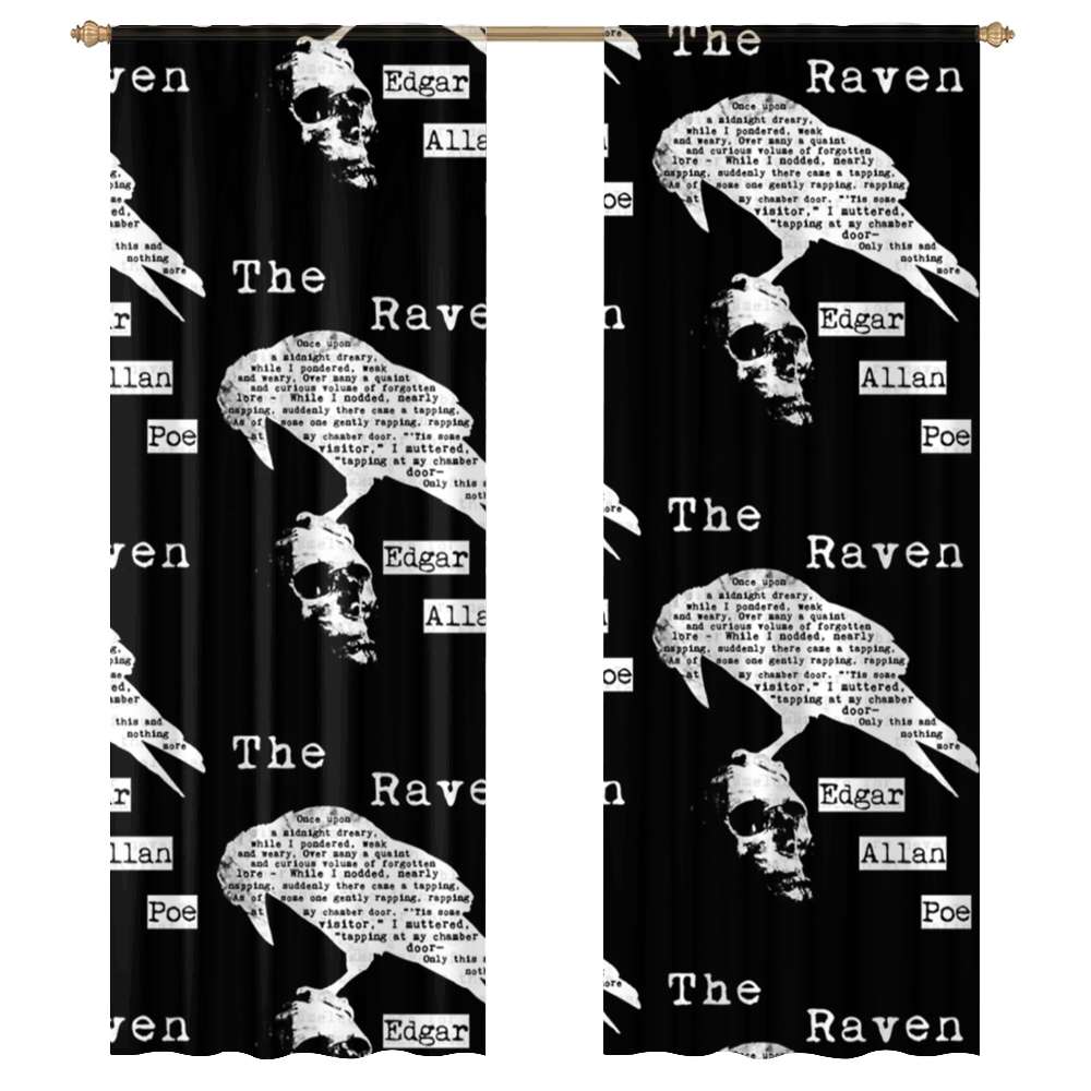 Edgar Allan Poe The Raven Poem Sheer Window Curtains for Living Room ...