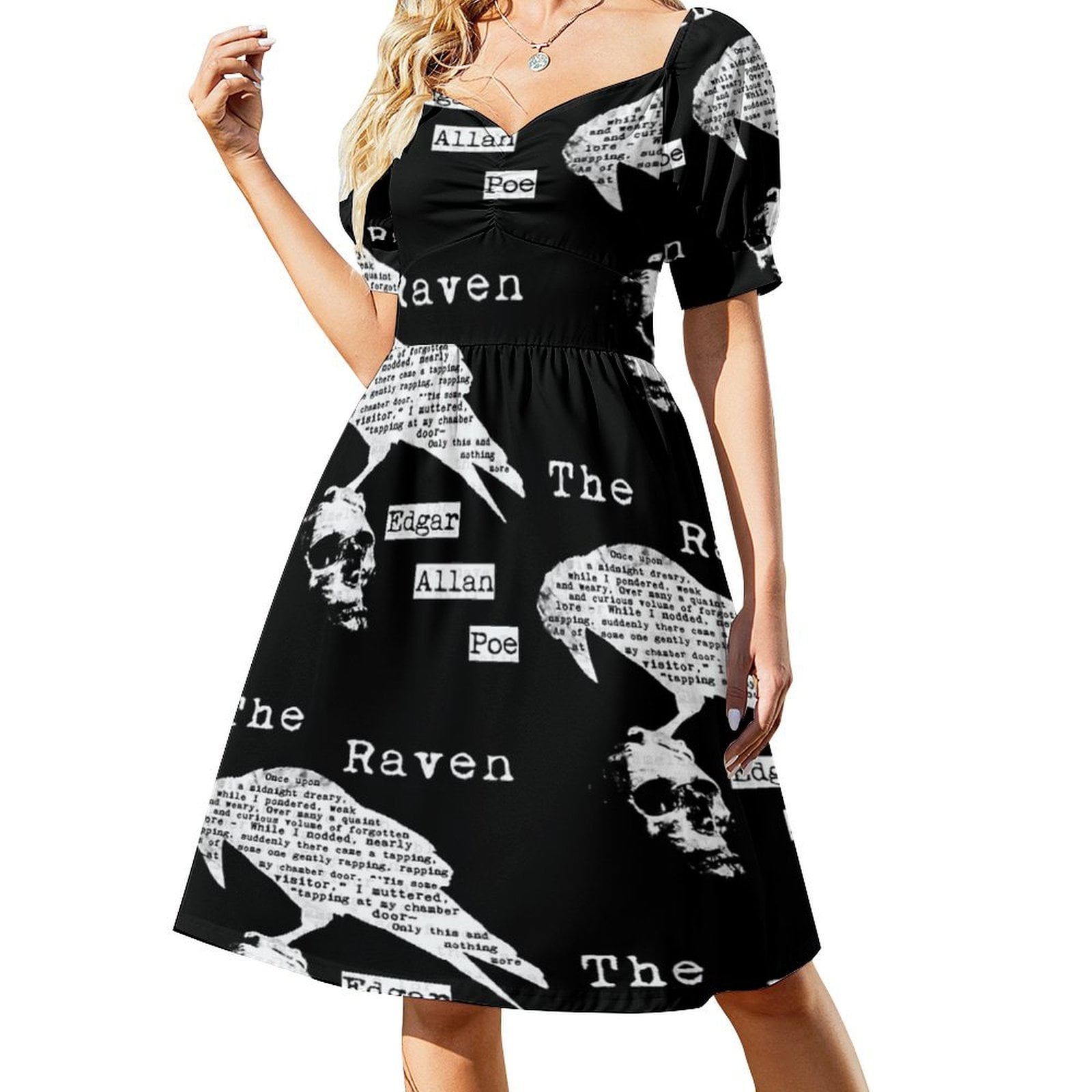 Edgar Allan Poe The Raven Poem Short Sleeve Dress Clothes Women's ...