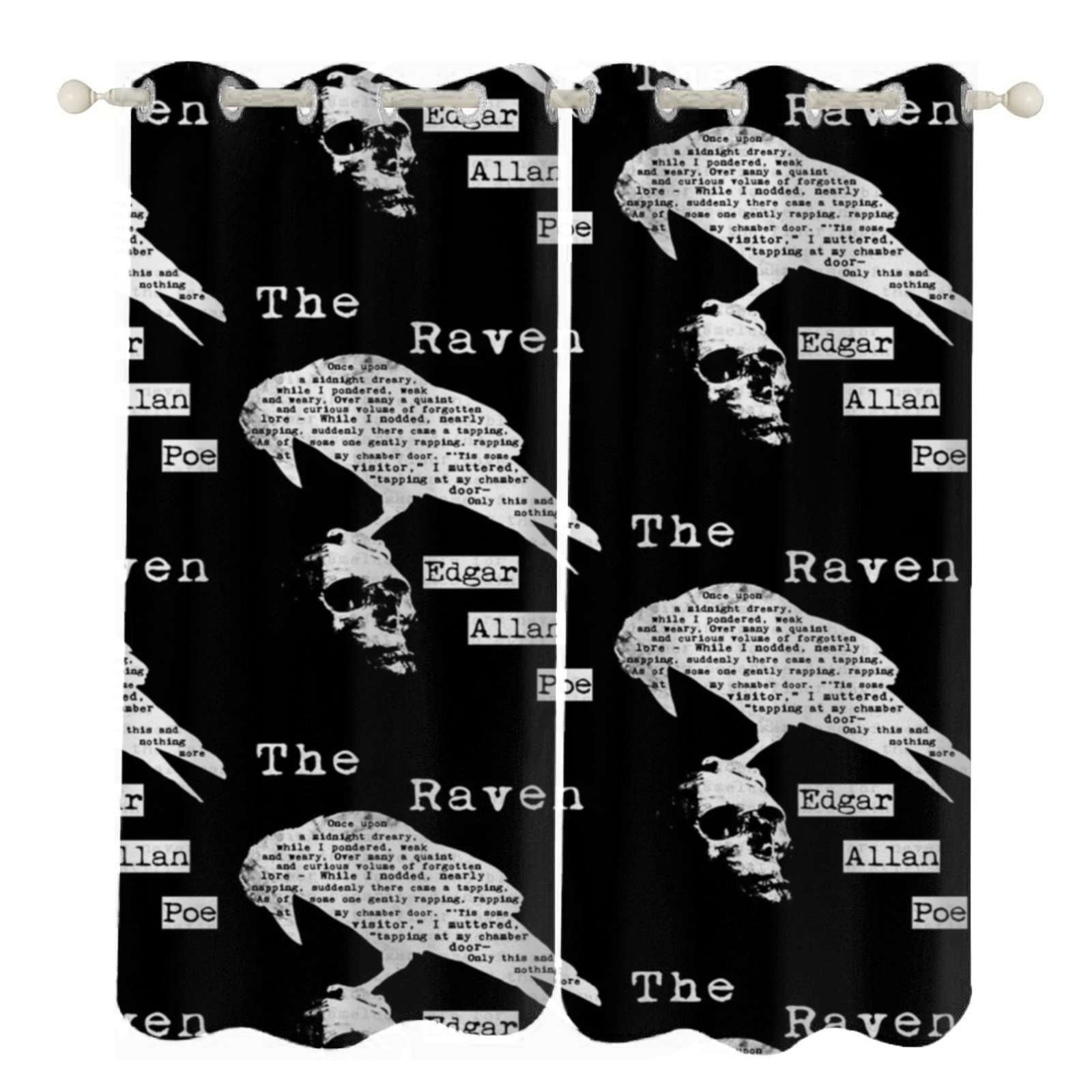 Edgar Allan Poe The Raven Poem Sunshade Curtains Home Bedroom Living ...