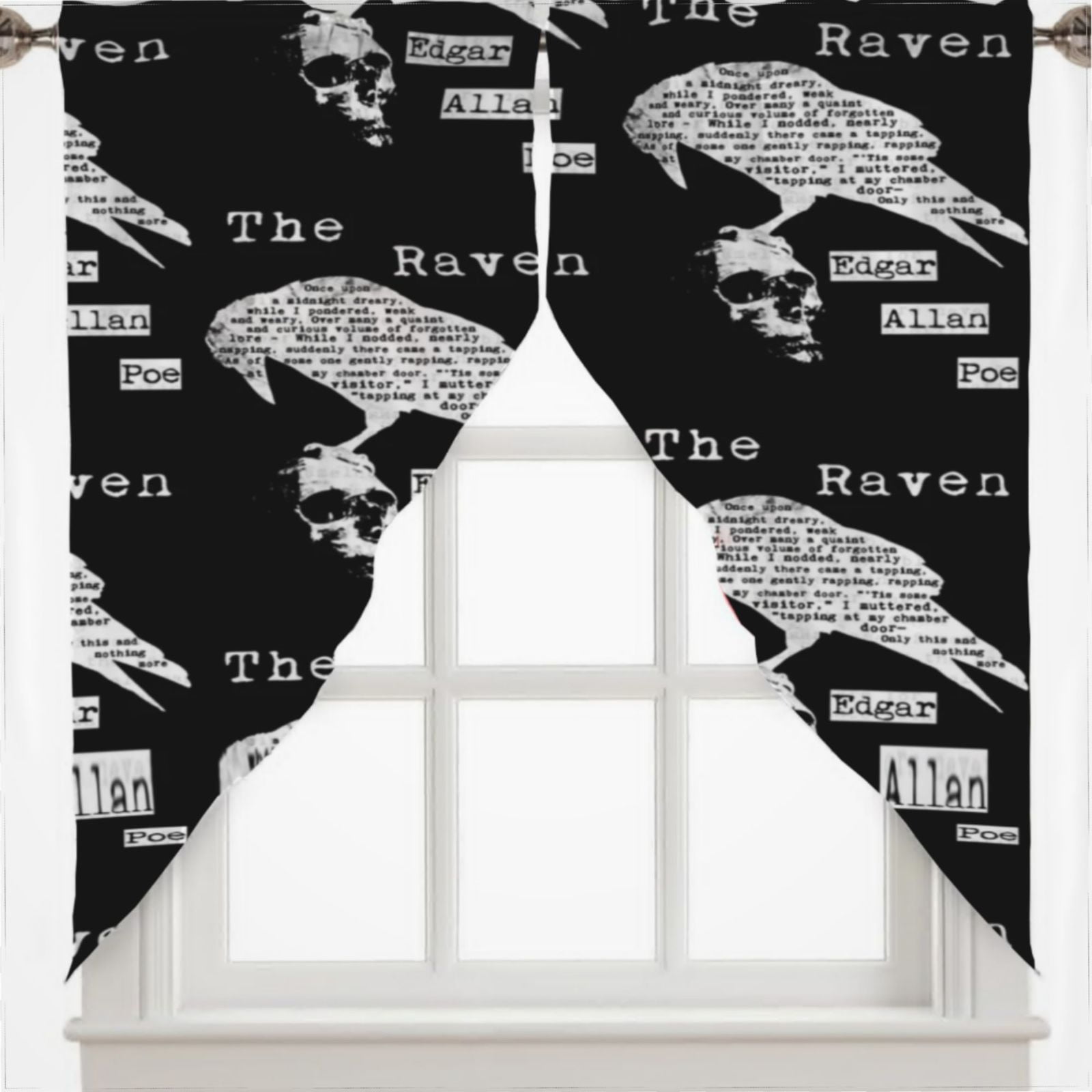 Edgar Allan Poe The Raven Poem Swag Valances For Windows 2 Pack For ...
