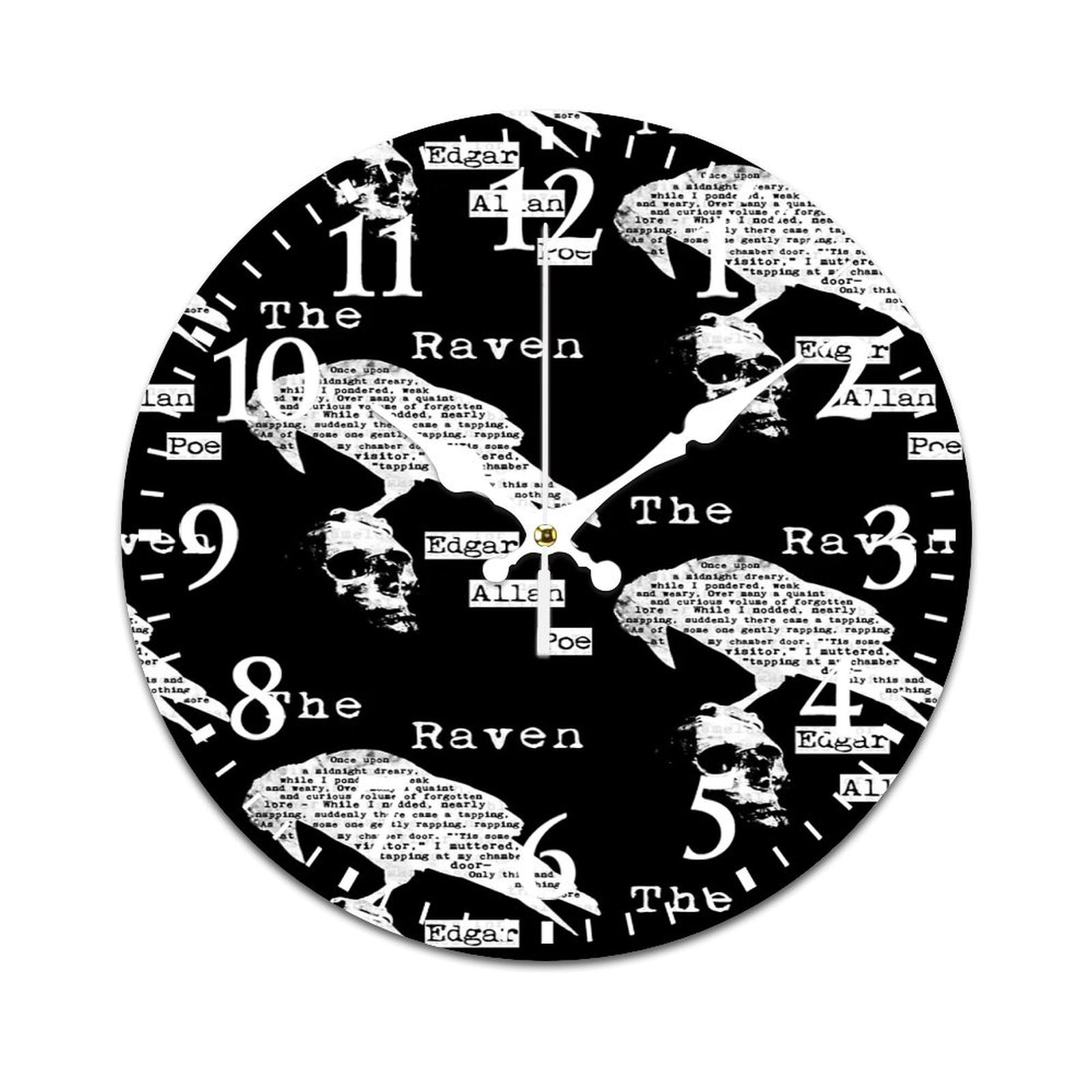 Edgar Allan Poe The Raven Poem Wall Clock Modern Design Clocks Wall ...
