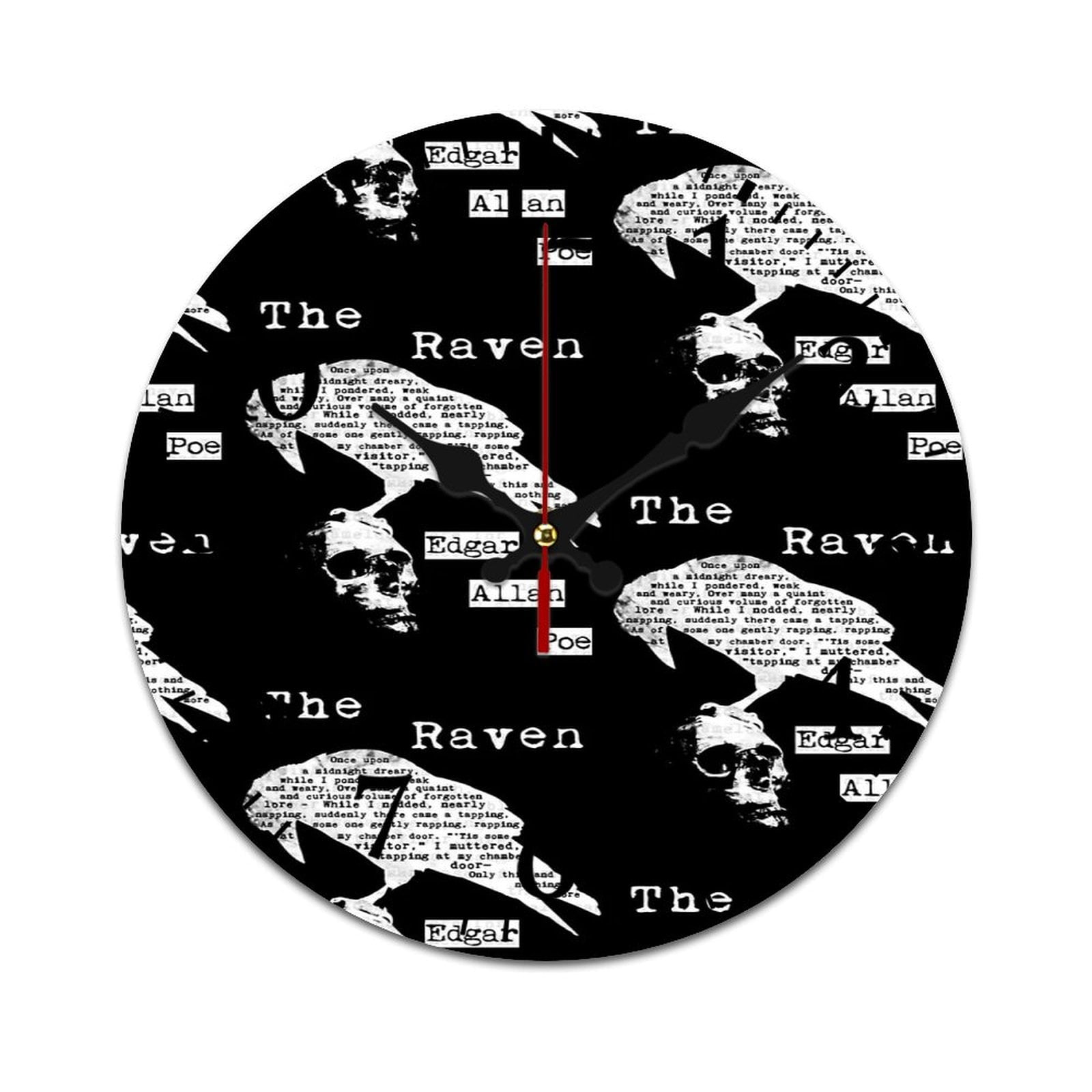 Edgar Allan Poe The Raven Poem Wall Clock Modern Design Clocks Wall ...