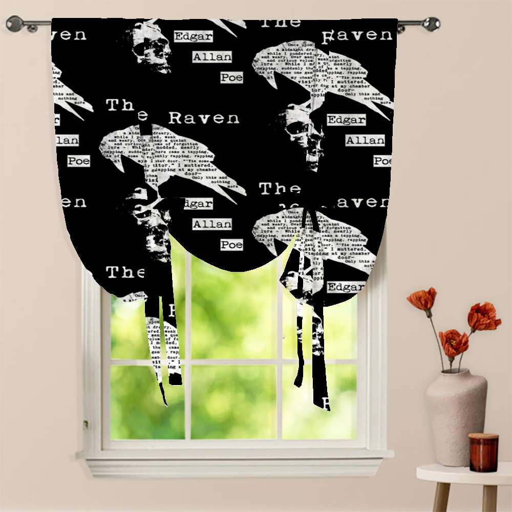 Edgar Allan Poe The Raven Poem Window Curtain for Living Room Roman ...