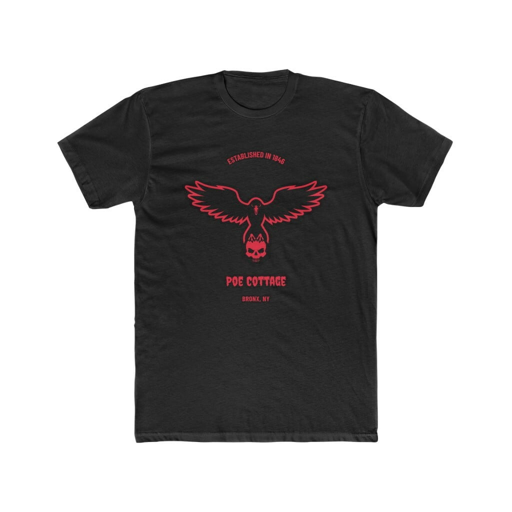 Edgar Allen Poe Cottage 1846 Raven Skull Men's Graphic Tee - Walmart.com