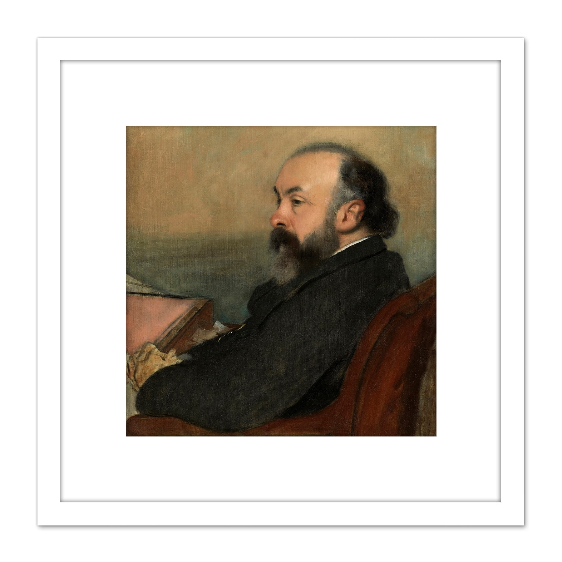 Edgar Degas Portrait Of A Man Painting 8X8 Inch Square Wooden Framed ...