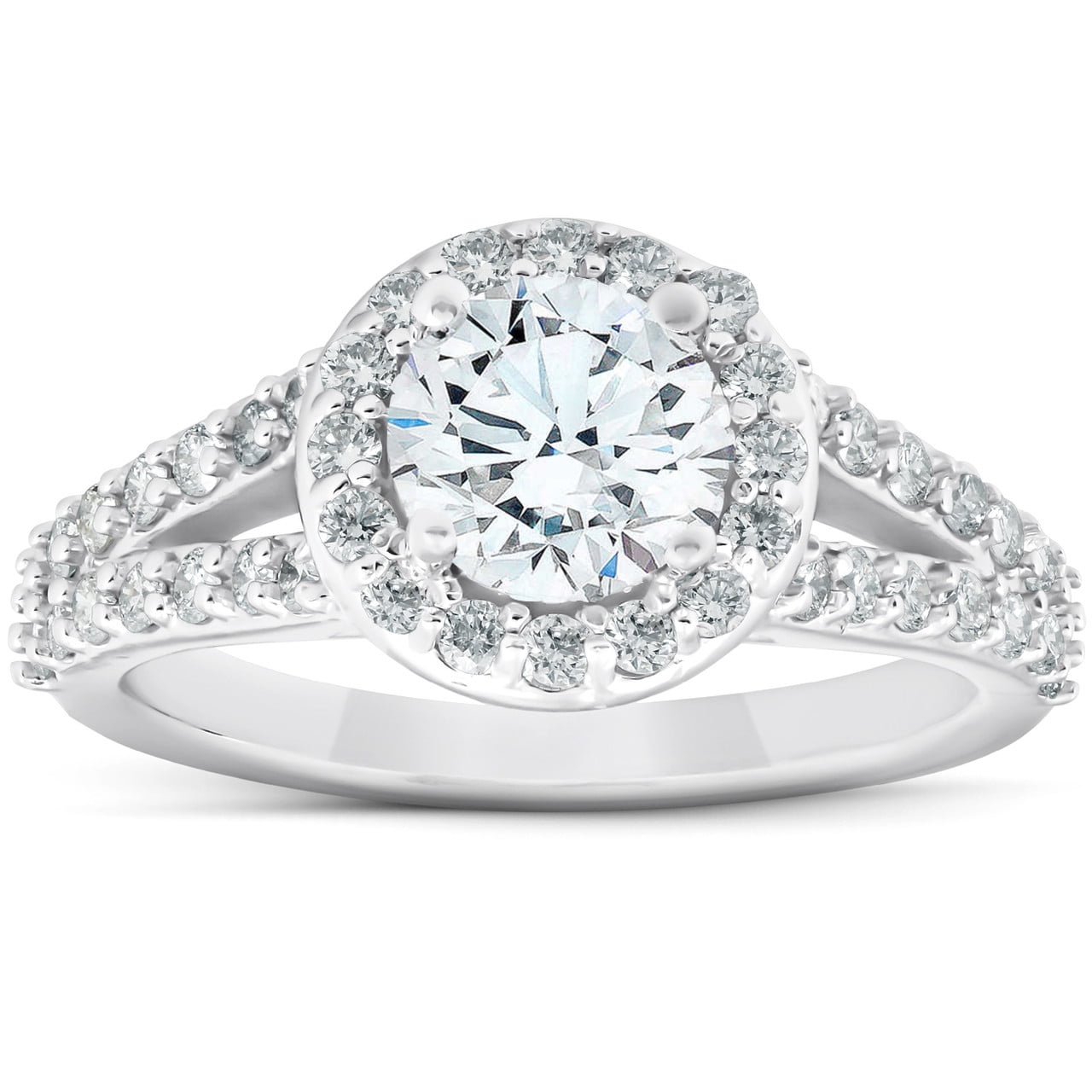 Edge Jewel 1.32 Ct Round Cut Diamond Ring - 14K White Gold Plated Rings ...