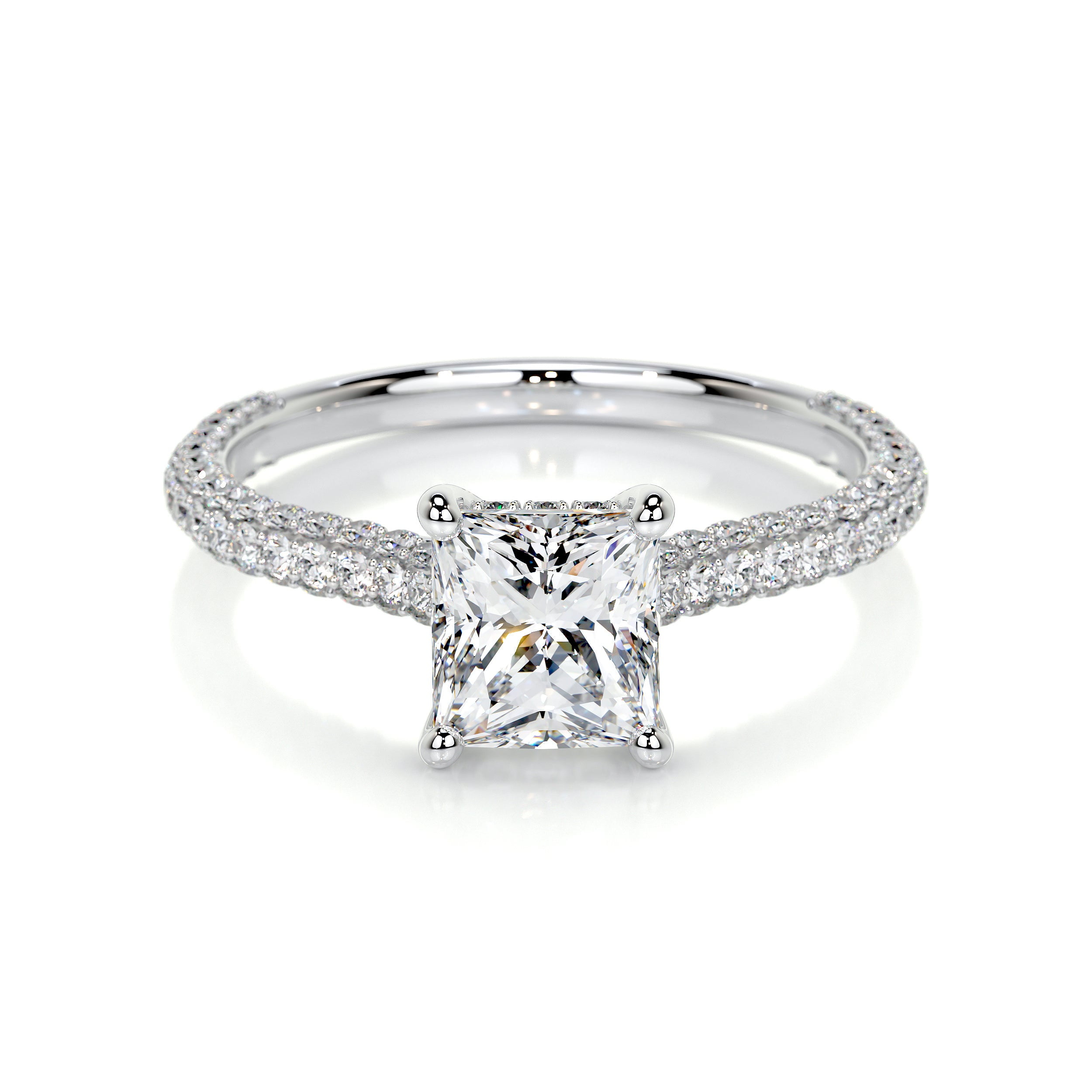 Edge Jewel 1.8 Ct Princess Cut Hidden Halo Eternity Diamond Ring ...