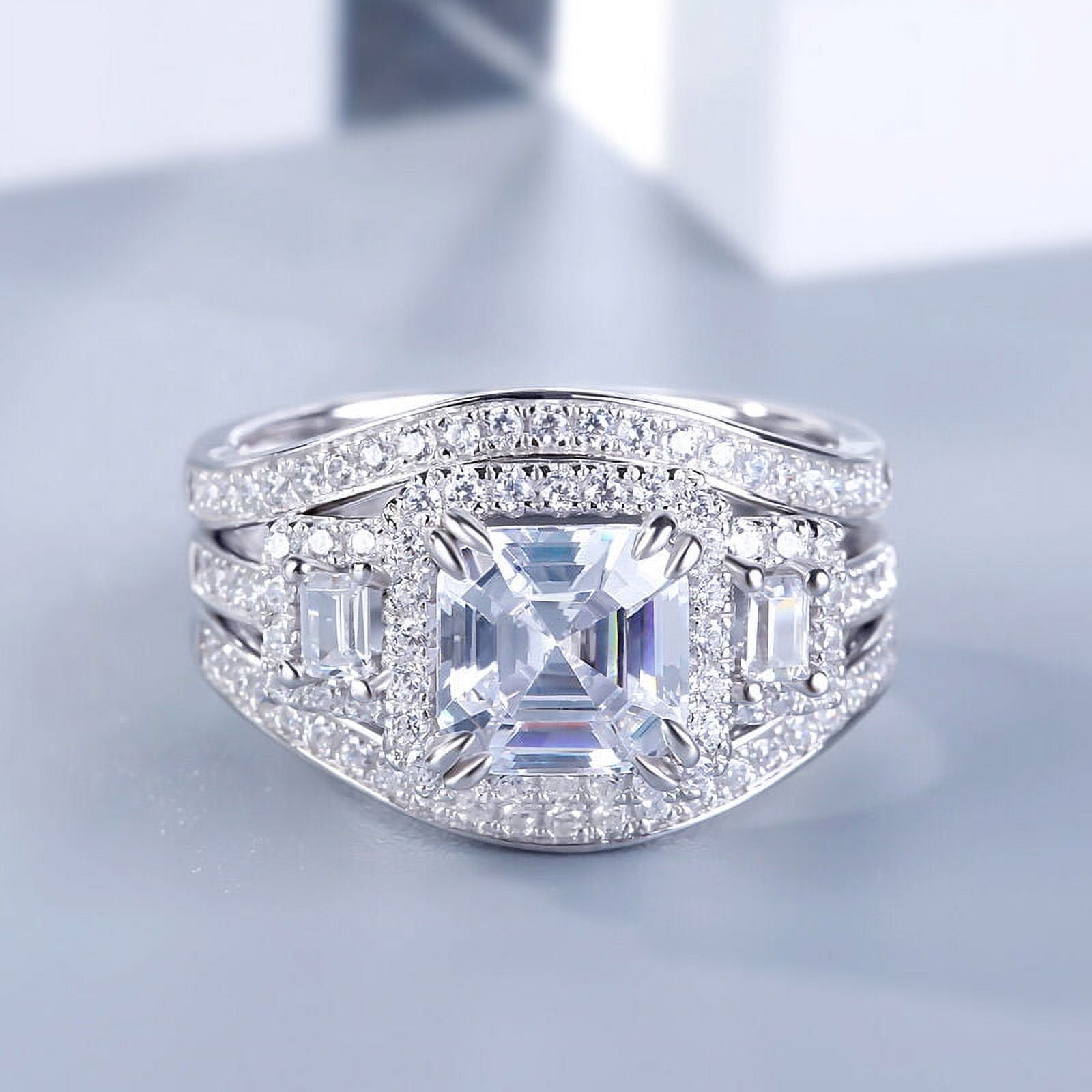 Edge Jewel 1.9 Ct Asscher Cut Lab-Created Simulated Diamond Trio ...