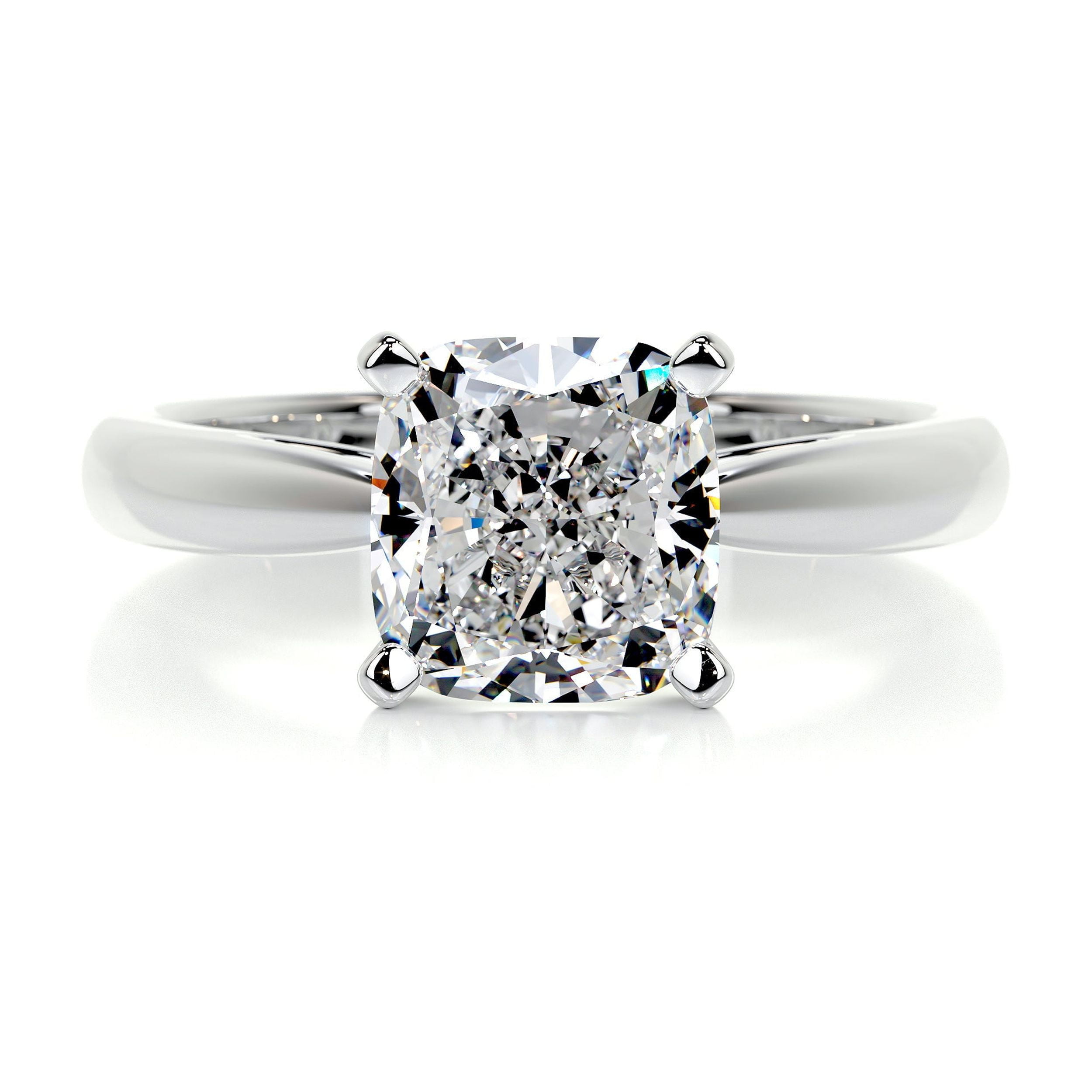 Edge Jewel 1.9 Ct Cushion Cut Premium Moissanite Ring - 14K White Gold ...