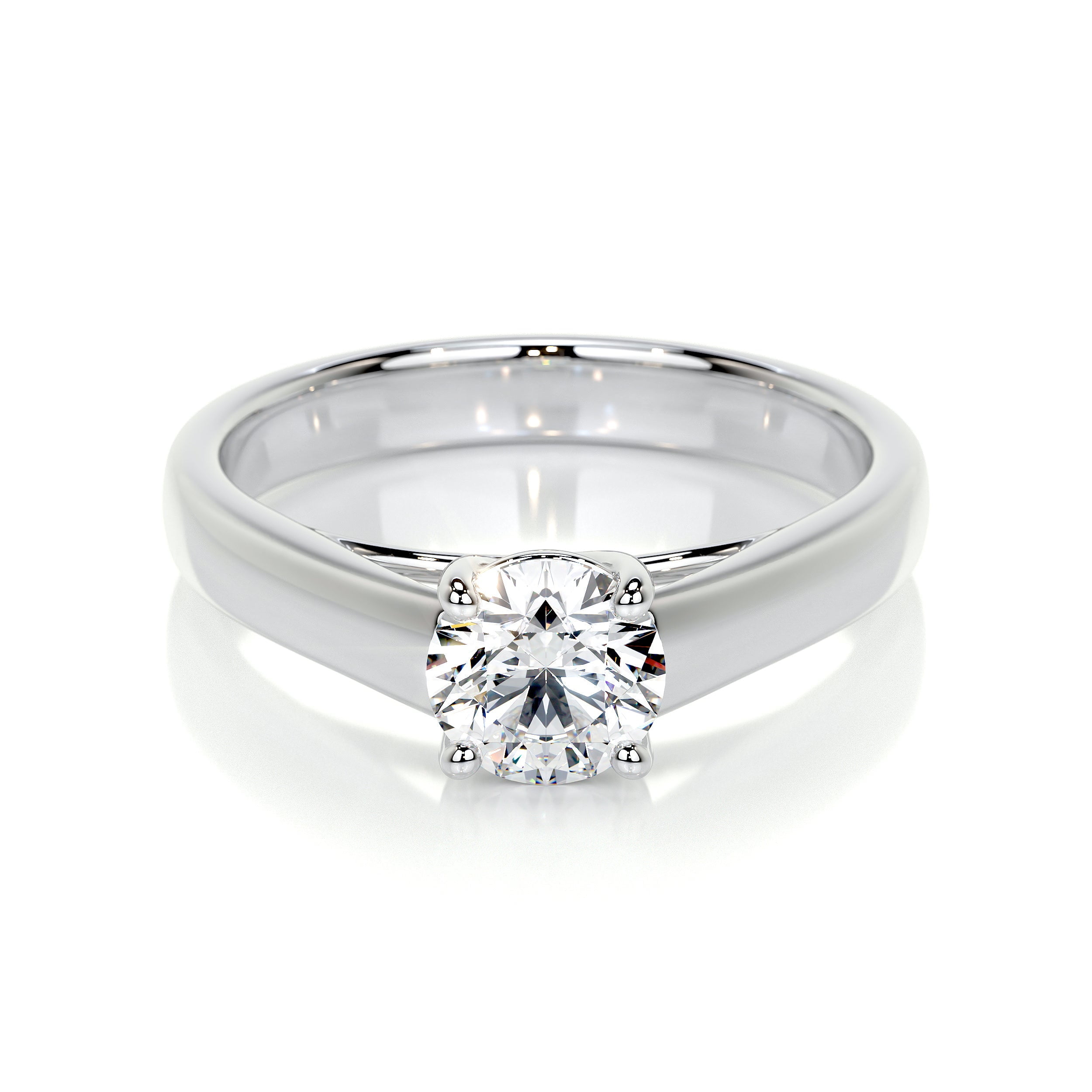 Edge Jewel 1.9 Ct Round Brilliant Cut Moissanite Ring - 14K White Gold Plated Jewelry - Single ...