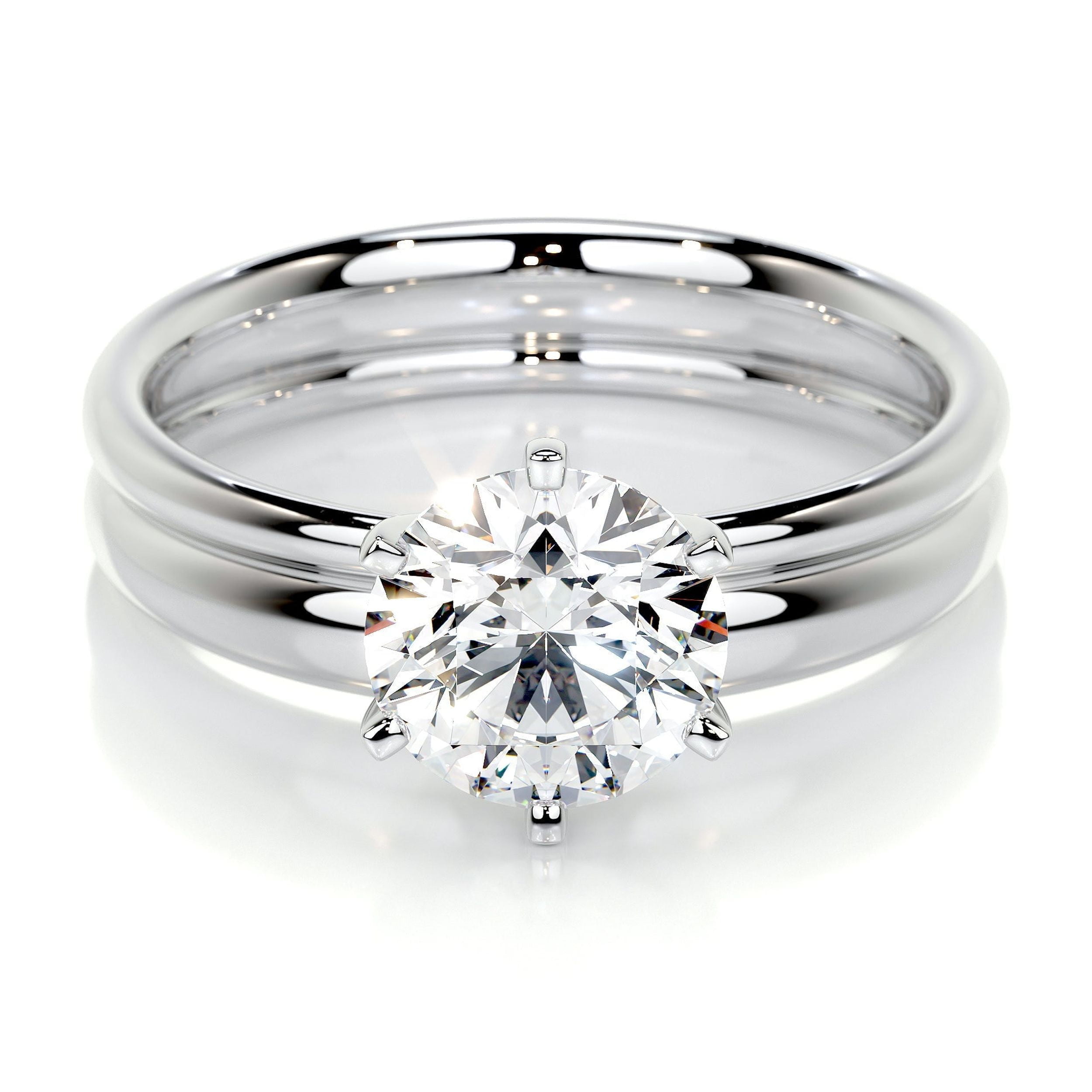 Edge Jewel 1.9 Ct Round Cut Brilliant Moissanite Ring - Elegant ...