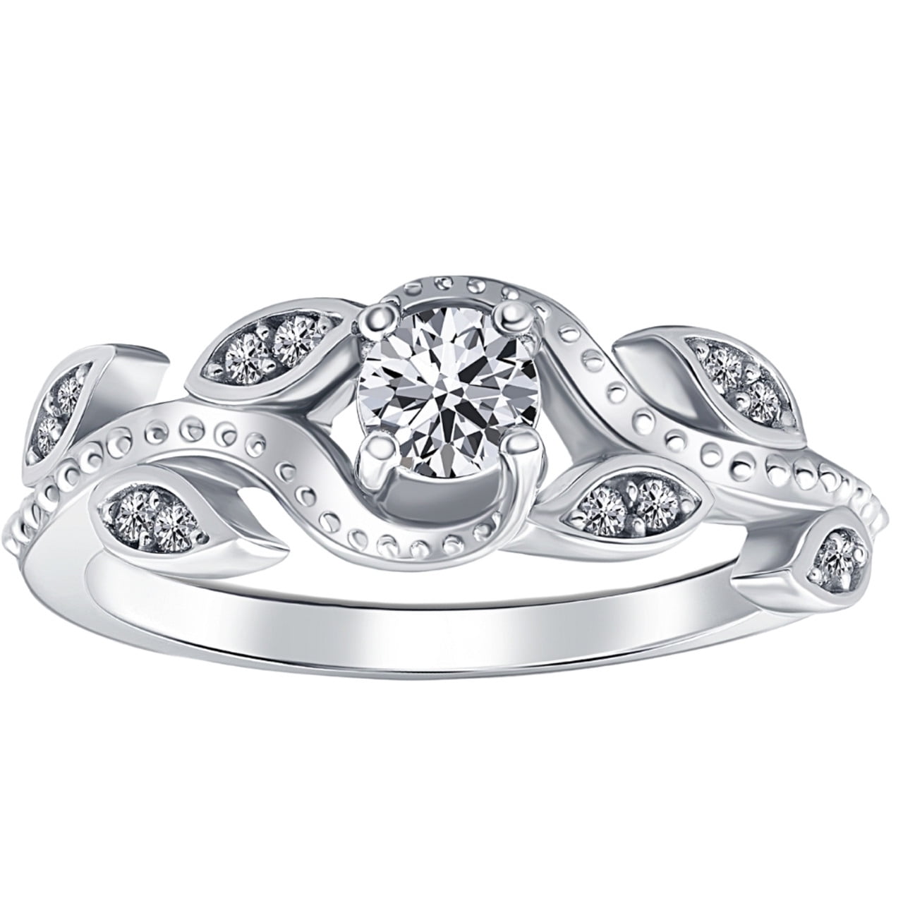 Edge Jewel 14K White Gold Over Birthday Gift Rings - Round Cut 1.2 Ct ...