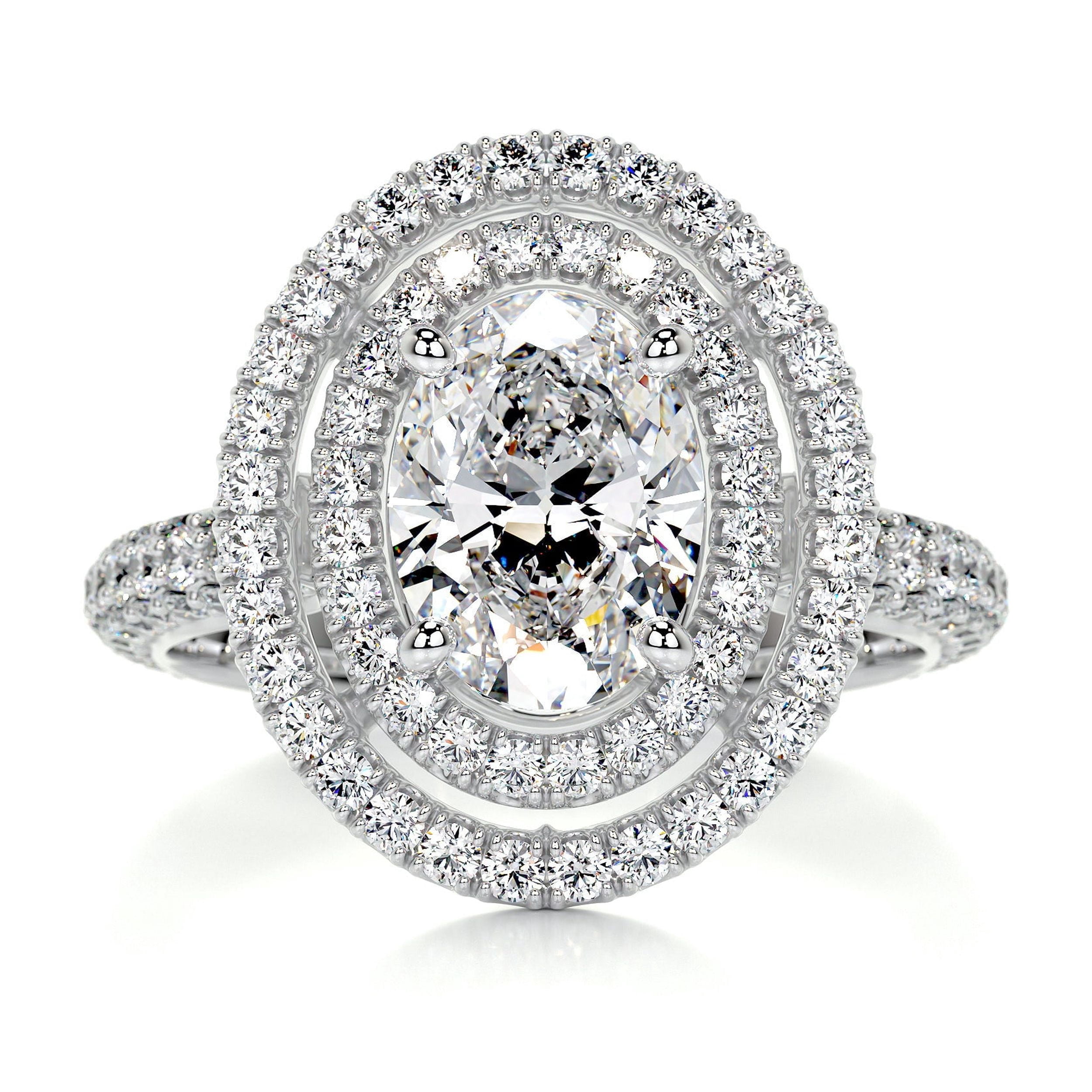 Edge Jewel 14K White Gold Plated Moissanite Ring for Her - Wedding Ring ...