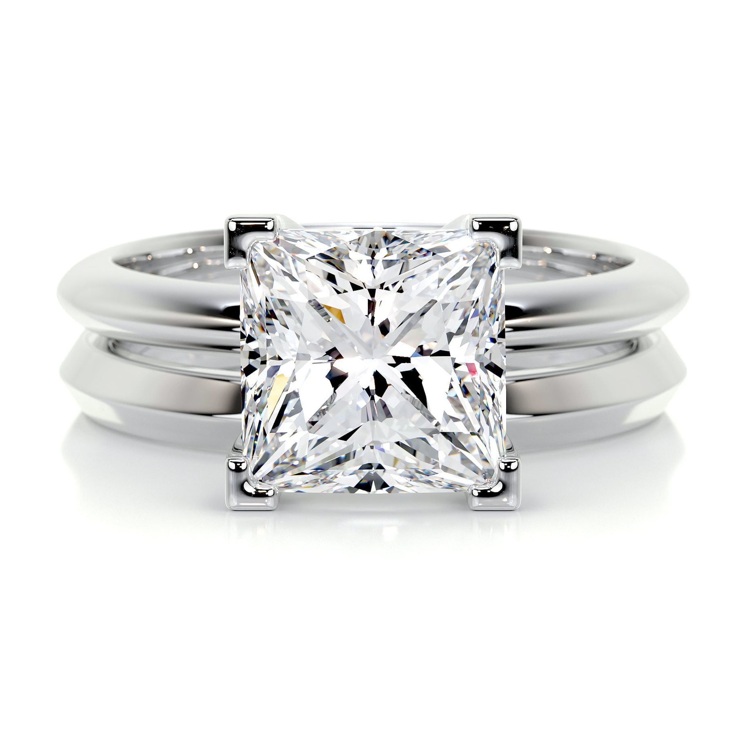 Edge Jewel 14K White Gold Plated Ring - 2 Ct Princess Cut Premium ...