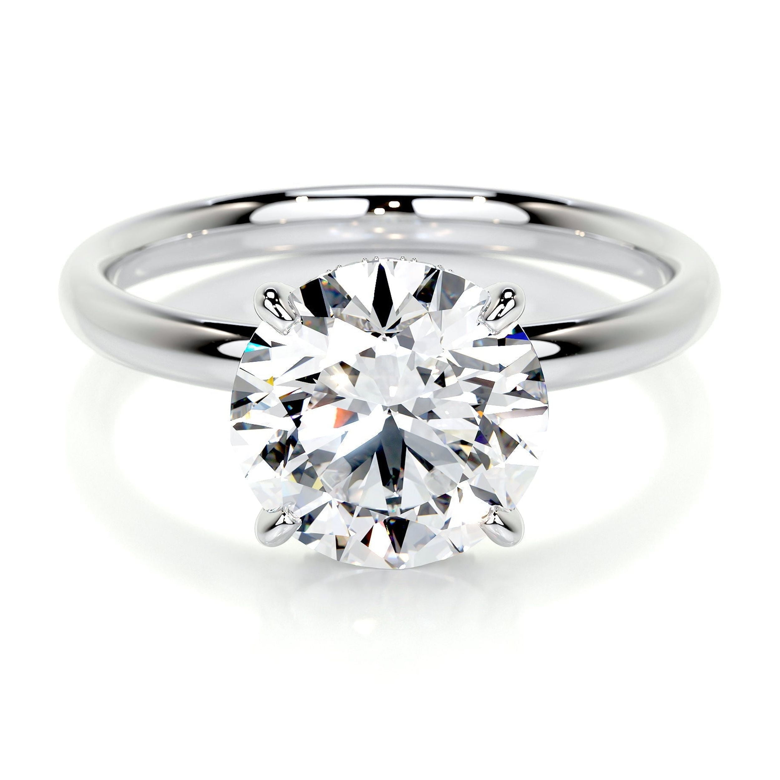 Edge Jewel 14K White Gold Plated Ring - Anniversary Ring - 2 Ct Round ...