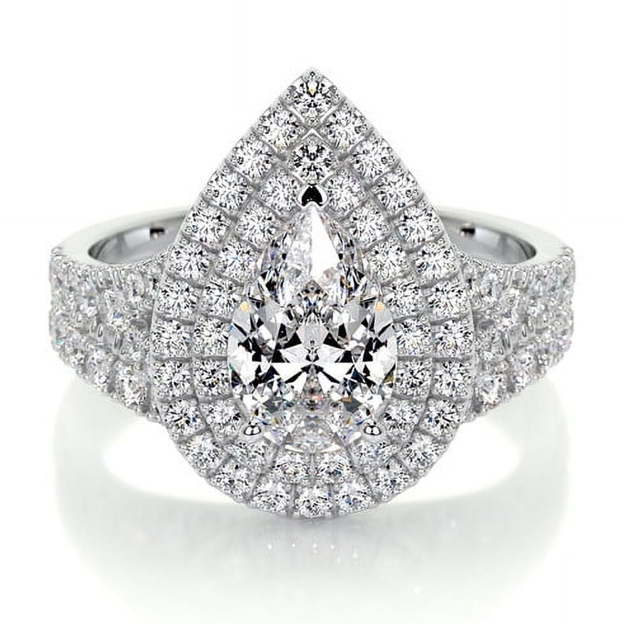 Edge Jewel 14K White Gold Plated Ring - Wedding Ring - 1.8 Ct Pear Cut ...