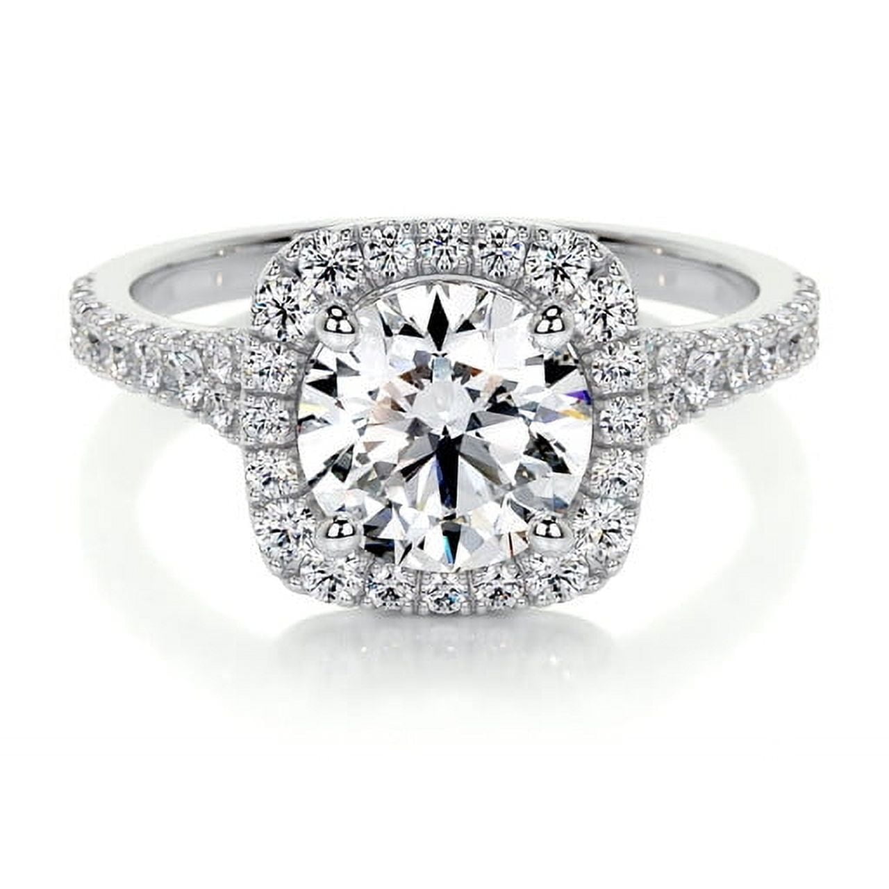 Edge Jewel 14K White Gold Plated Ring for Women's - 1.9 Ct Round Cut ...