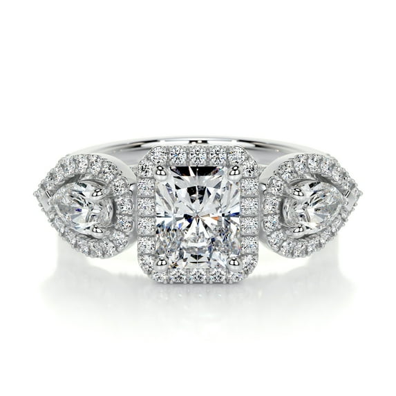 Edge Jewel 14K White Gold Plated Ring for Women's - 1.9 Ct VVS1 Radiant ...