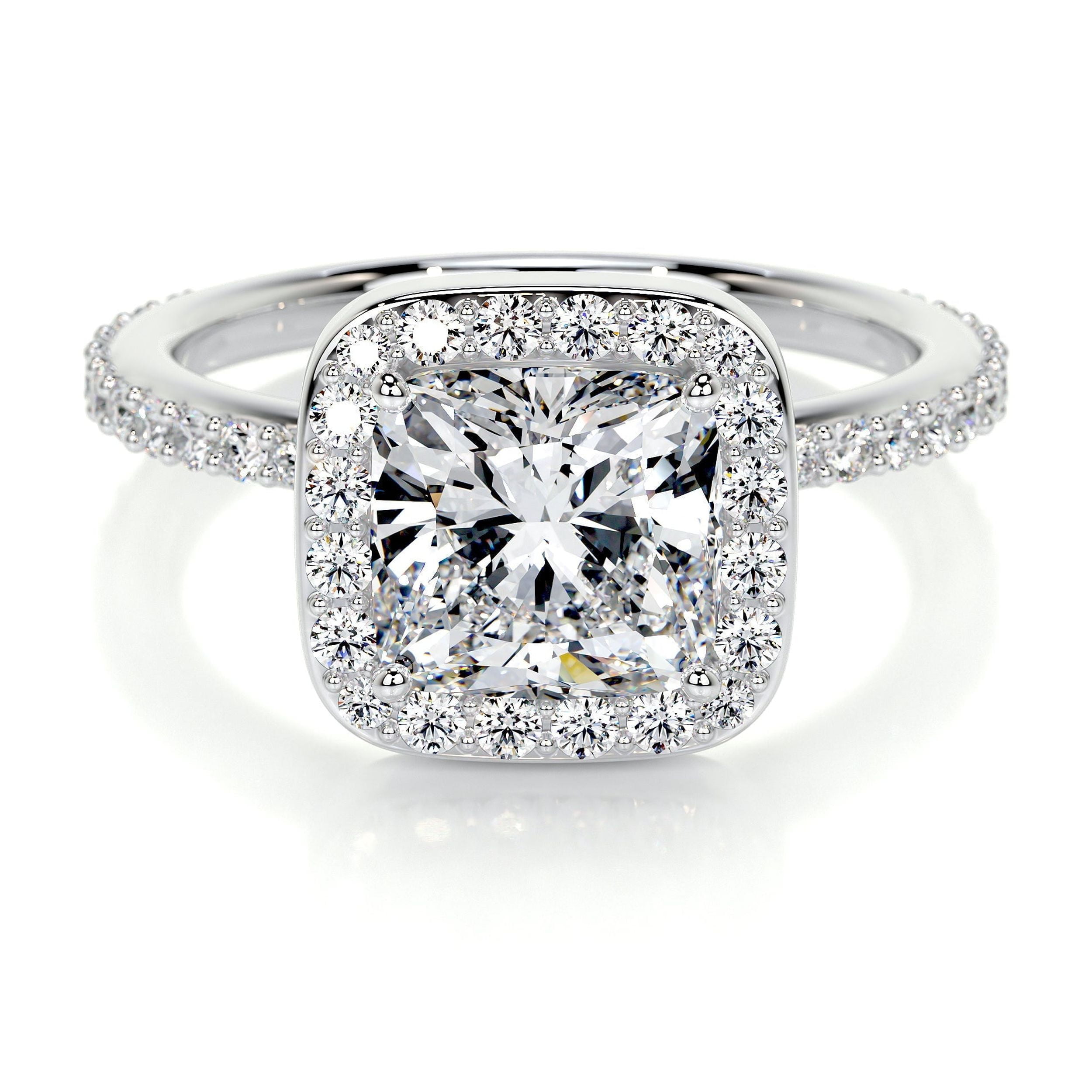 Edge Jewel 2.1 Ct Cushion Cut Excellent Diamond Ring - 14K White Gold ...