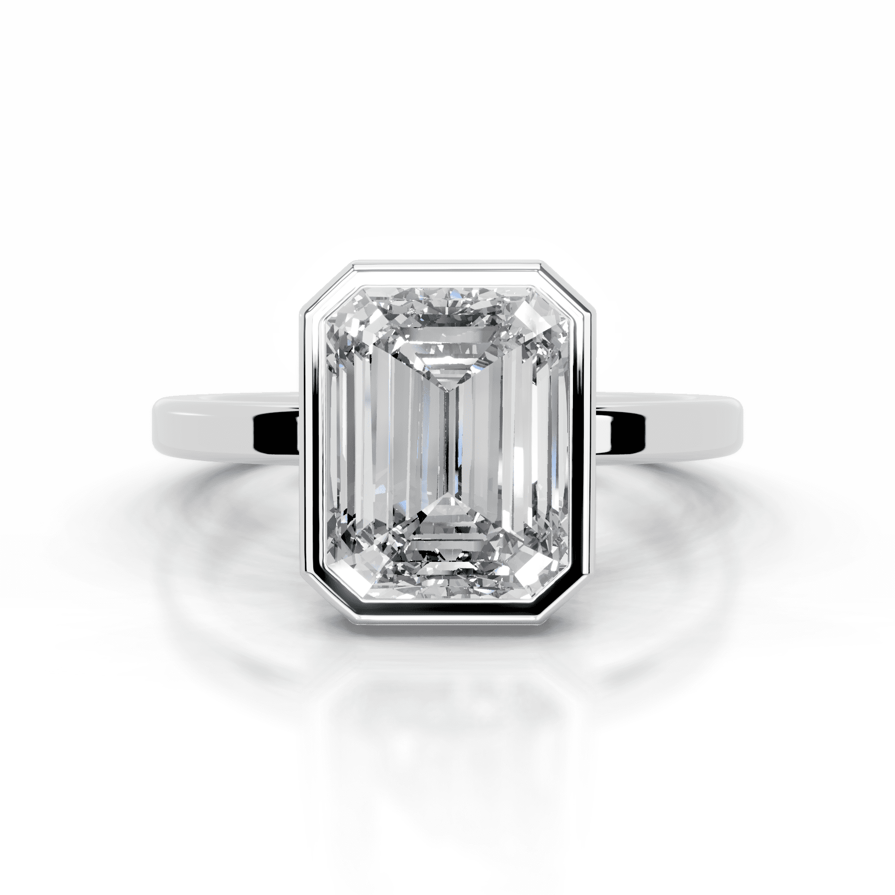 Edge Jewel 2.1 Ct Emerald Cut Premium Moissanite Ring - 14K White Gold ...