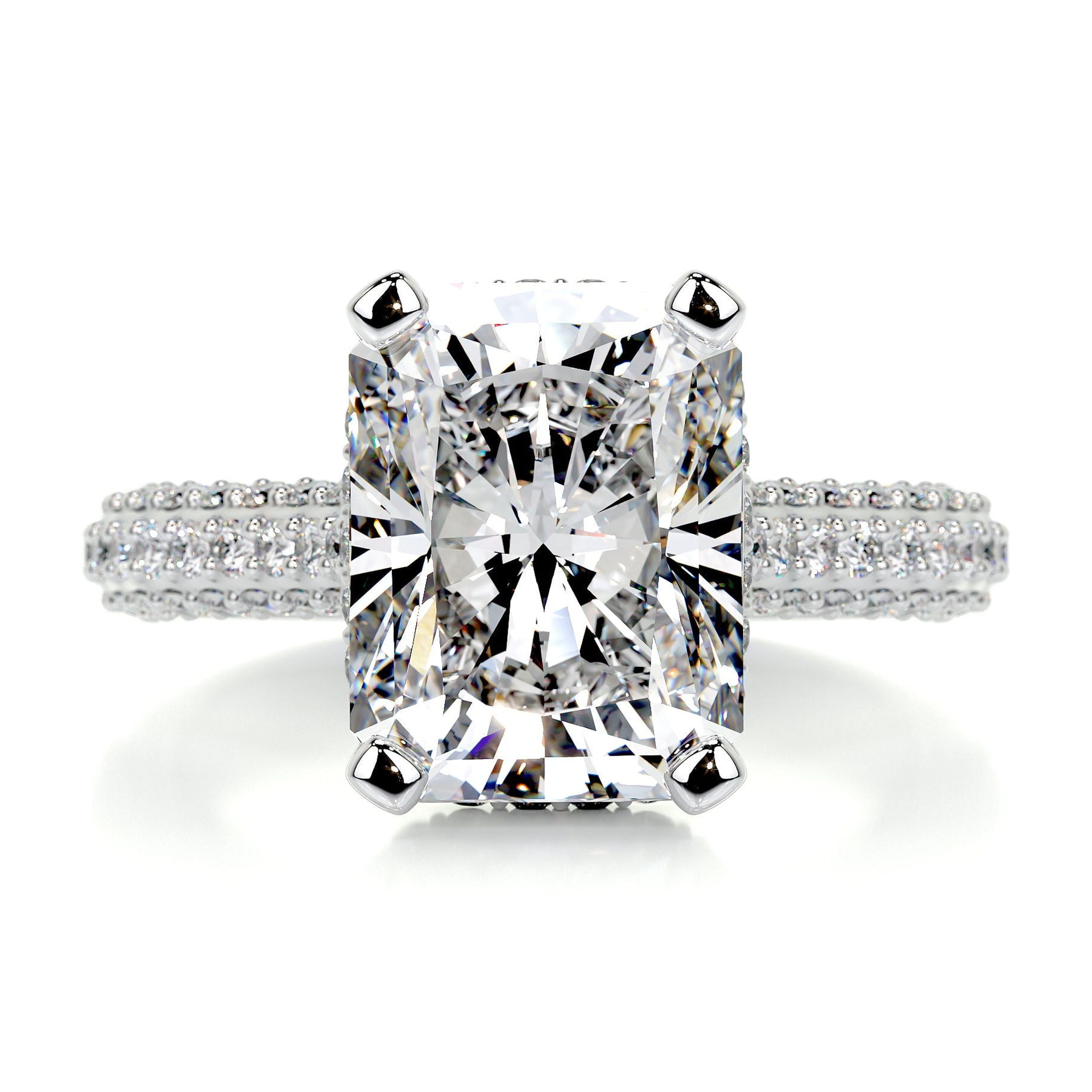 Edge Jewel 2.1 Ct Radiant Cut Hidden Halo Captivating Two Eternity Rings – Lab-Created Diamonds ...