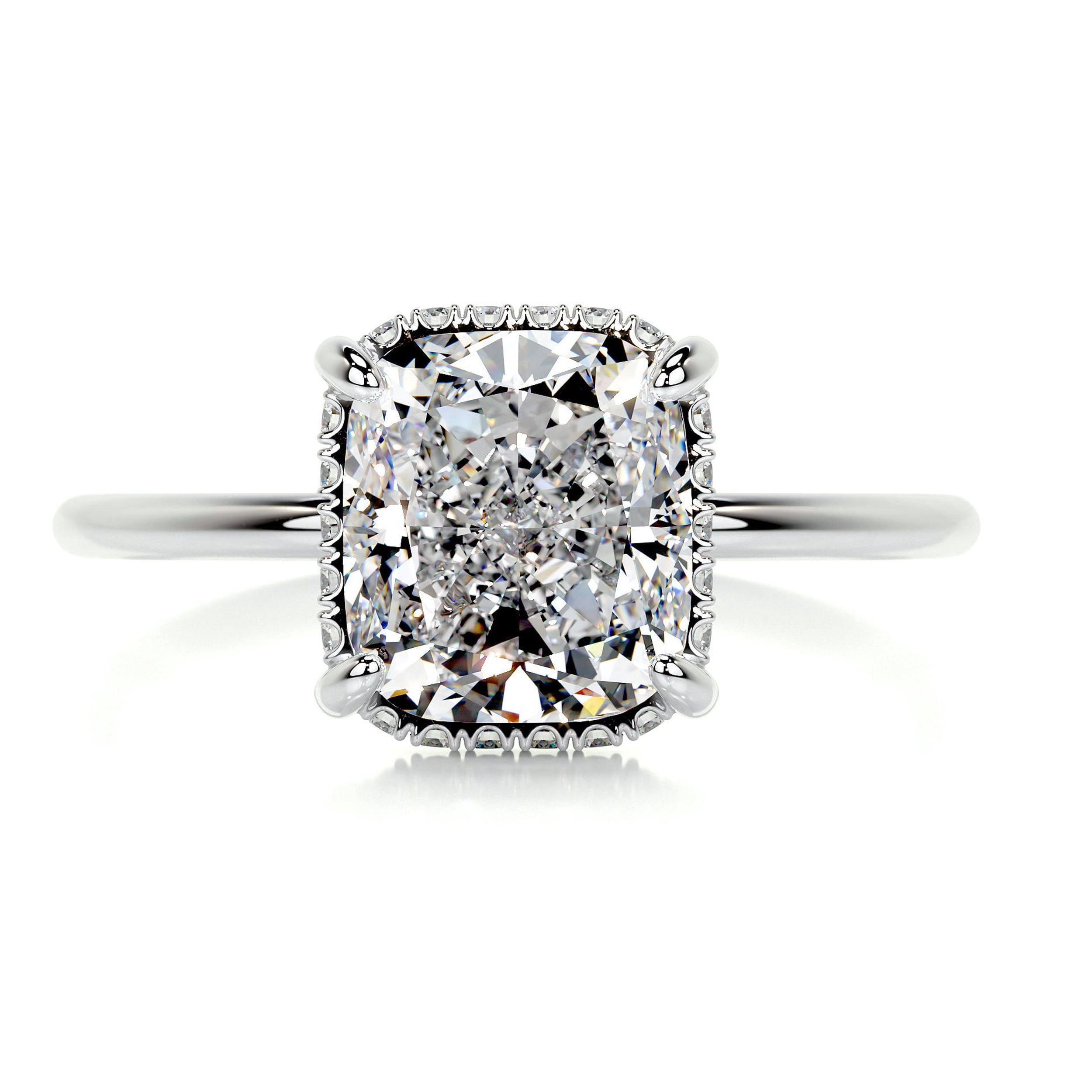 Edge Jewel 2 Ct Cushion Cut Hidden Halo Diamond Ring for Her ...