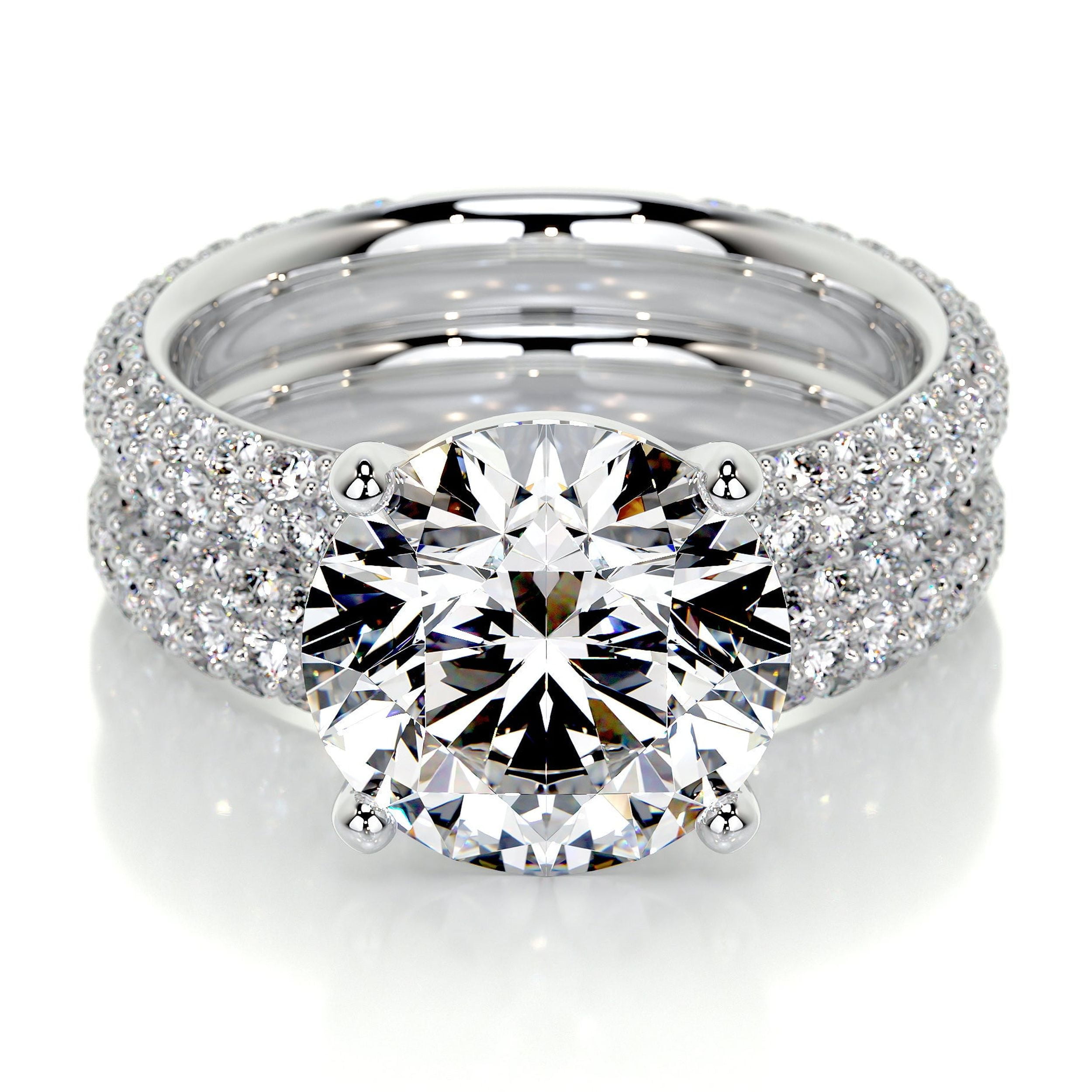 Edge Jewel Anniversary Ring - 14K White Gold Plated Ring - 2 Ct Round ...