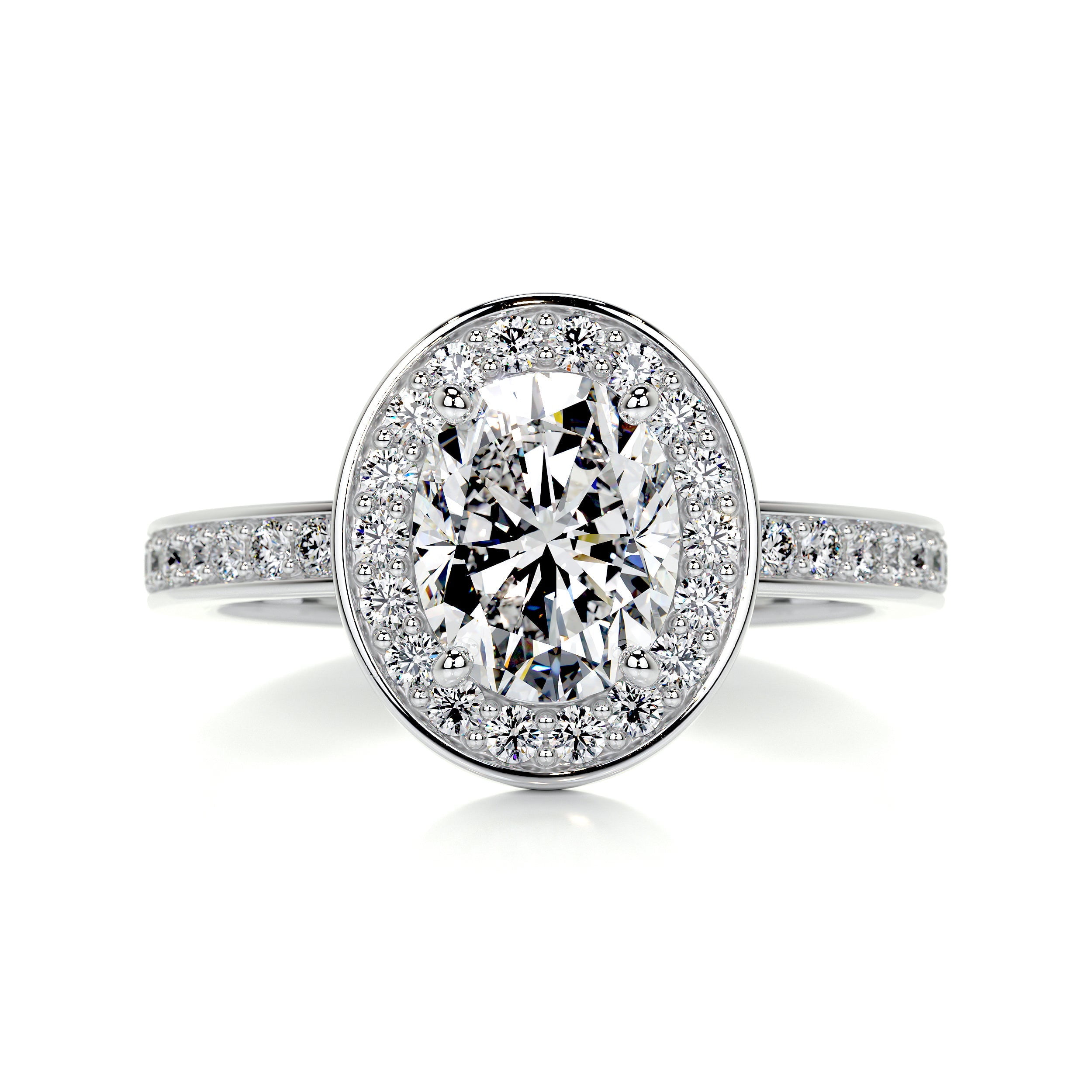 Edge Jewel Bridal Ring - 14K White Gold Plated Setting - 2 Ct Oval Cut ...
