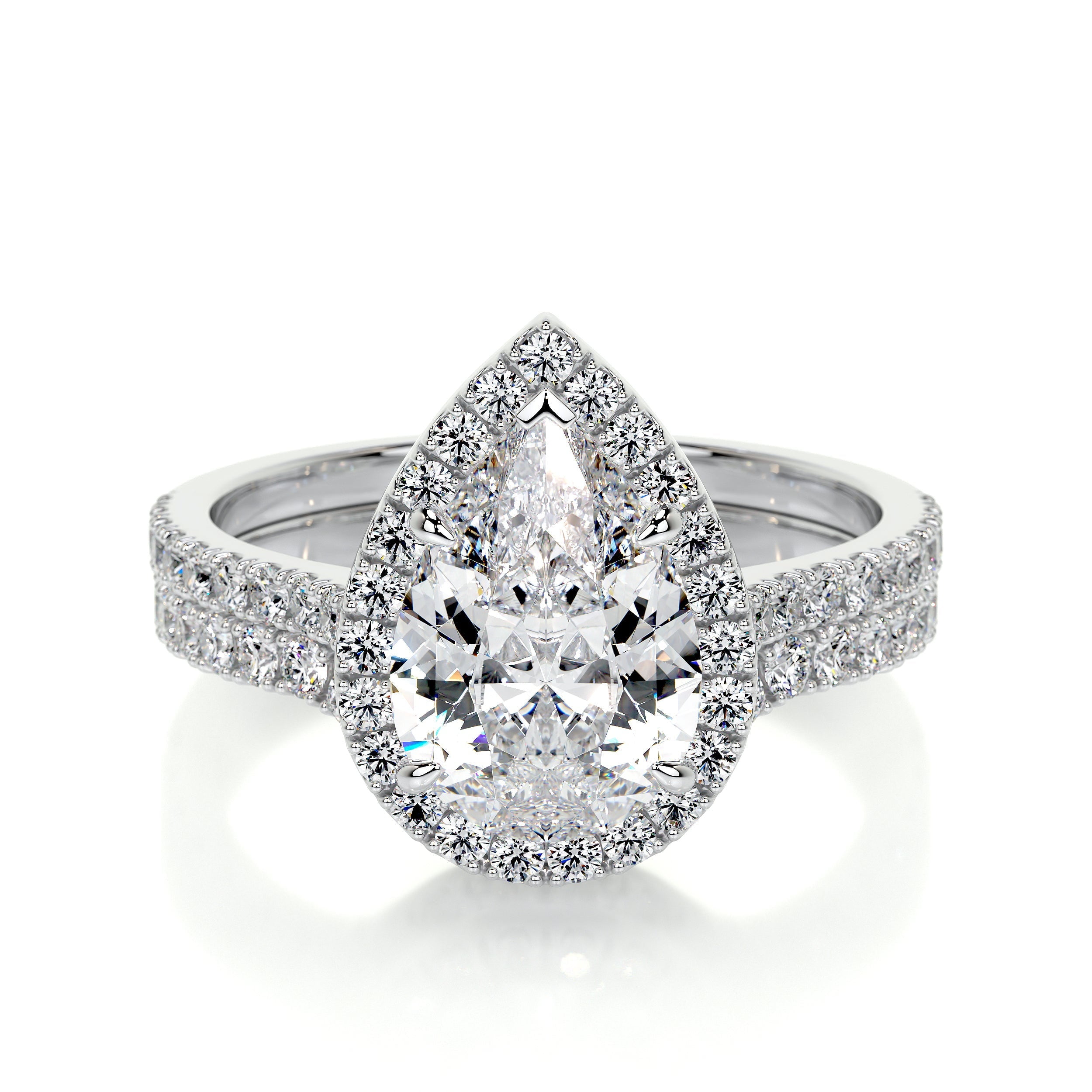 Edge Jewel Gift Pick for Her - 14K White Gold Plated Ring - 2.2 Ct Pear ...