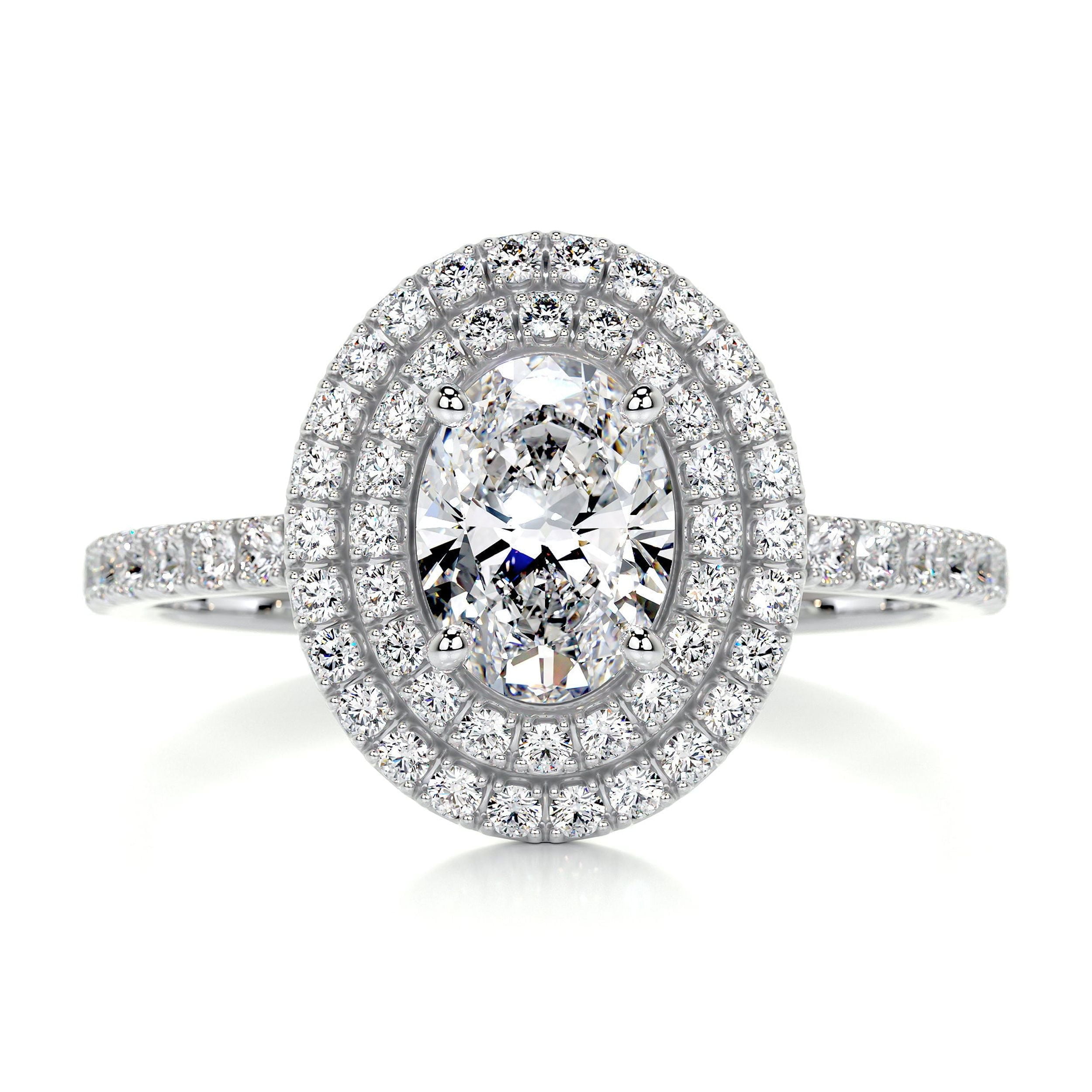 Edge Jewel Oval Cut Excellent 2 Ct Moissanite Ring - 14K White Gold ...